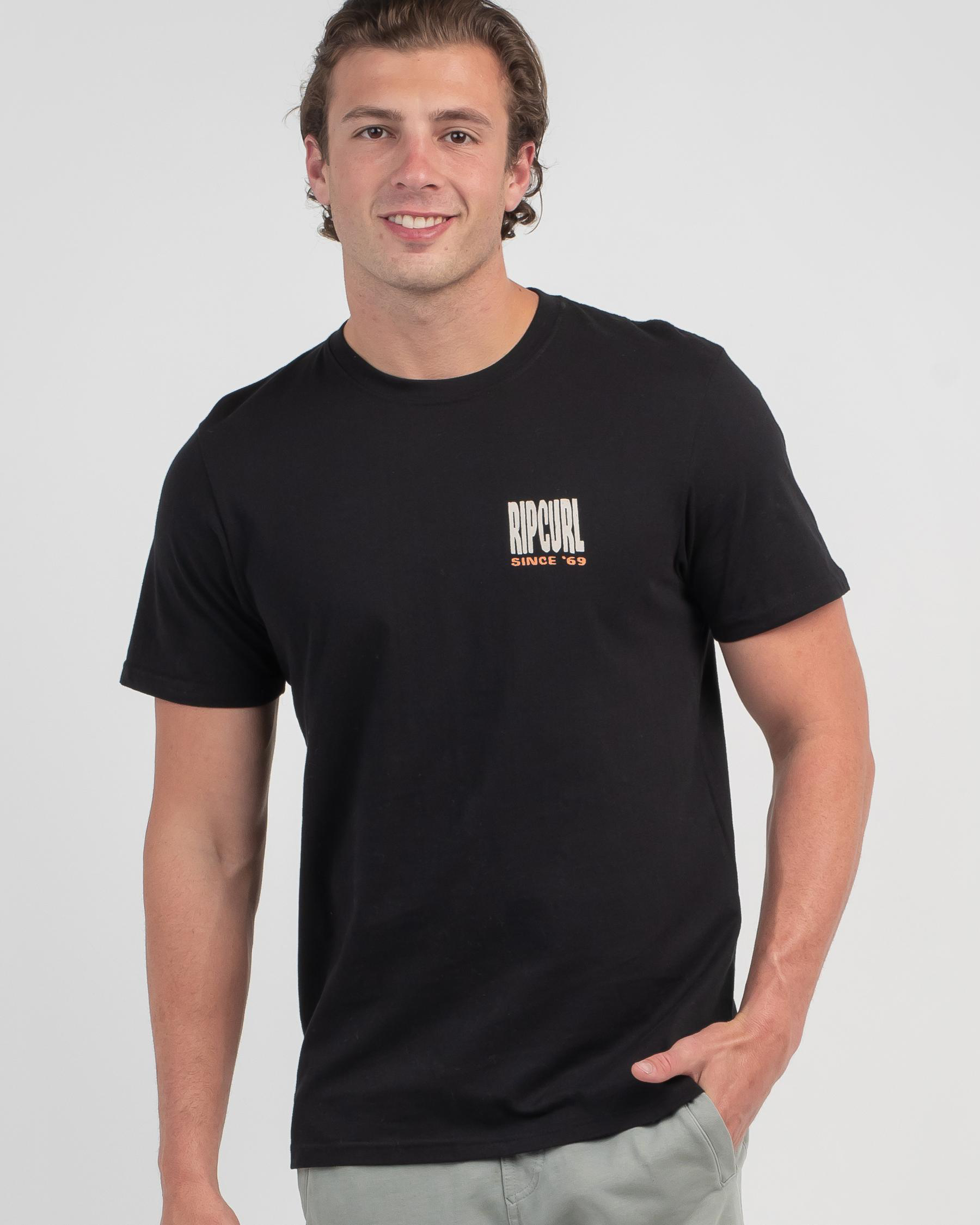 Shop Rip Curl Origins T-Shirt In Black - Fast Shipping & Easy Returns ...
