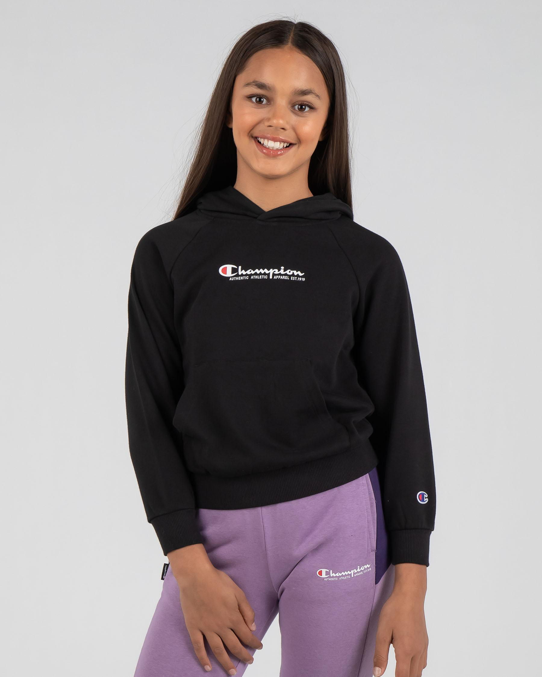 Shop Champion Girls' Terry Hoodie In Black - Fast Shipping & Easy ...