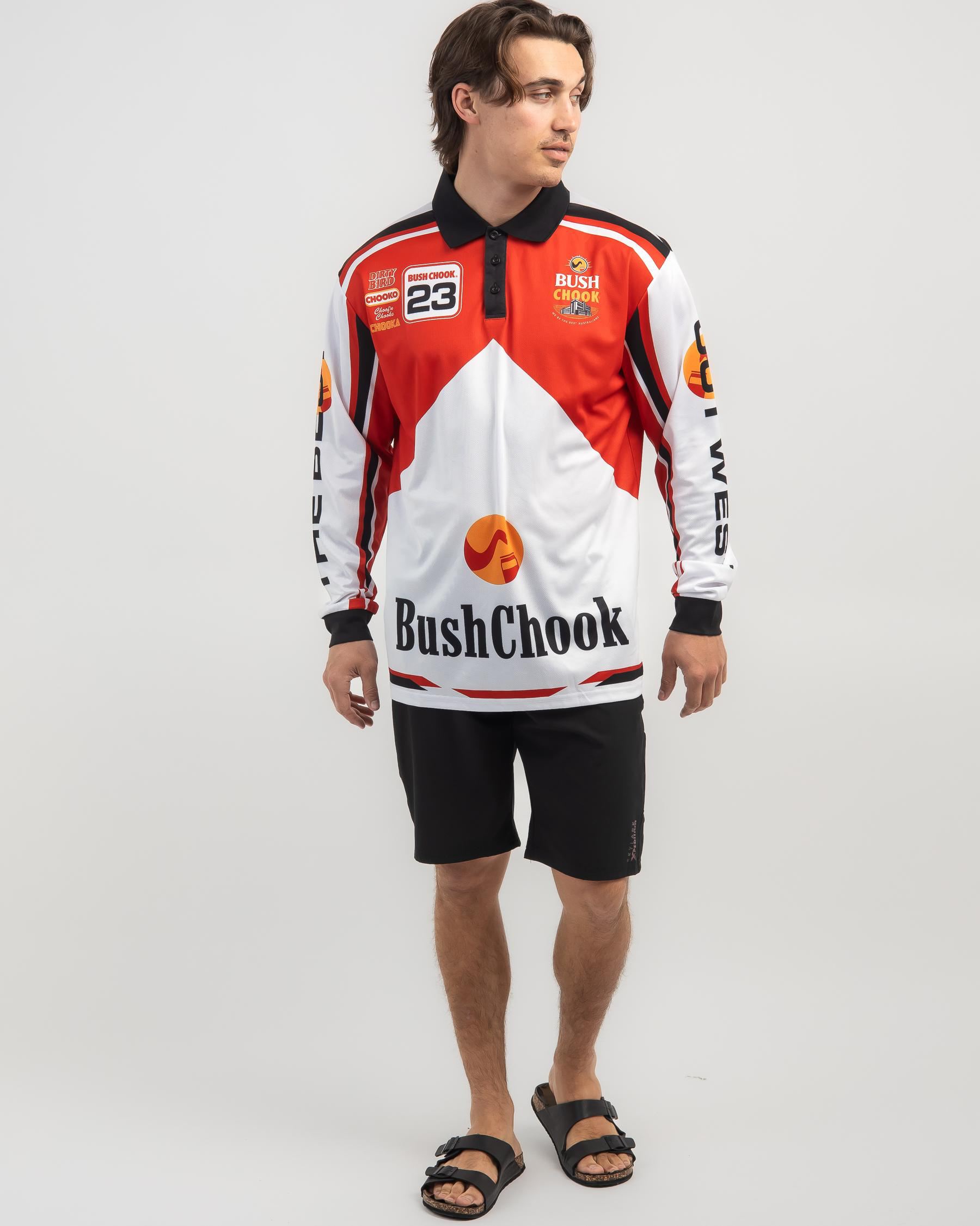 Shop Bush Chook Smoko Fishing Jersey In Red - Fast Shipping & Easy ...