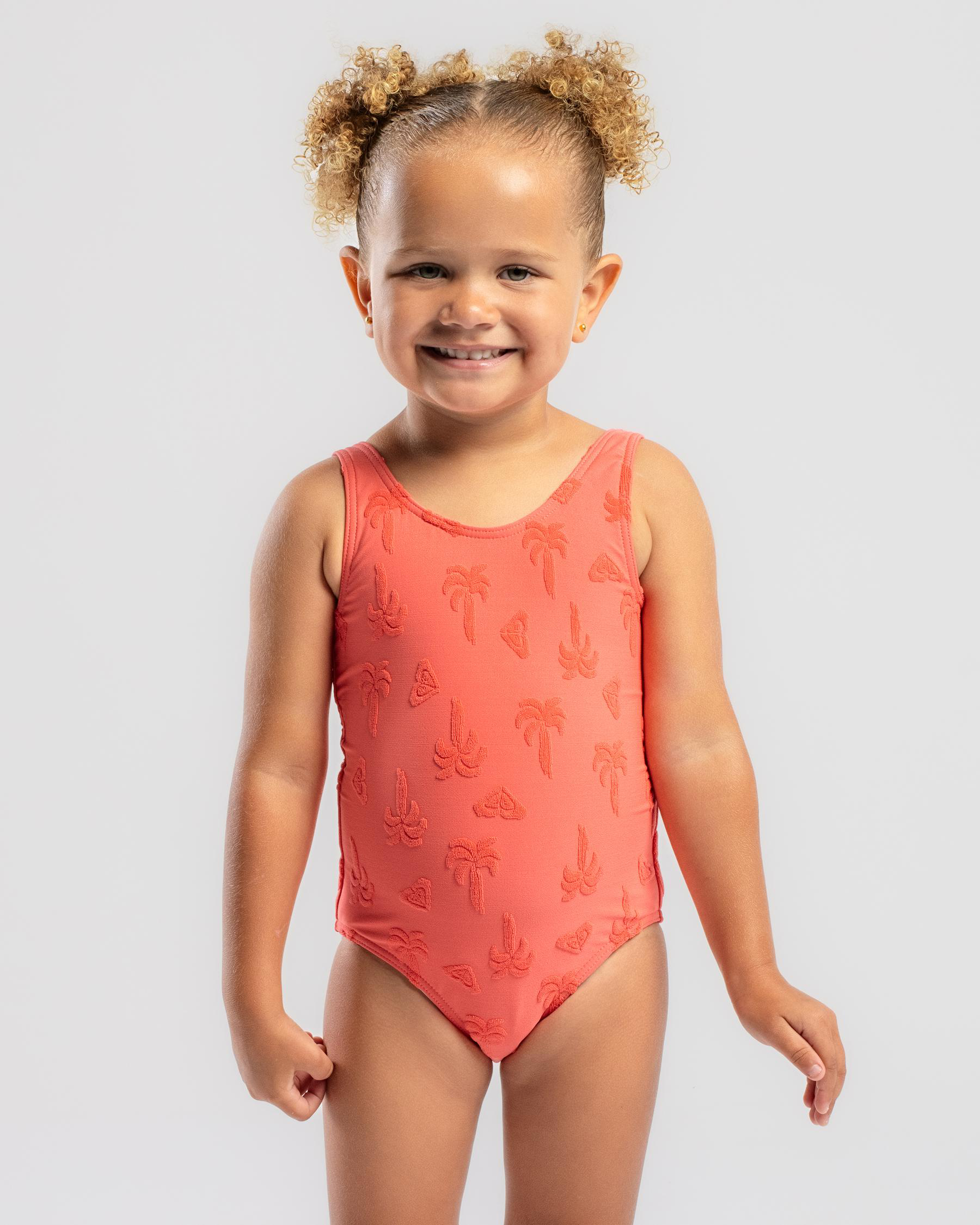Shop Roxy Toddlers' Palm Tree One Piece Swimsuit In Dubarry Palm Tree Please - Fast Shipping ...