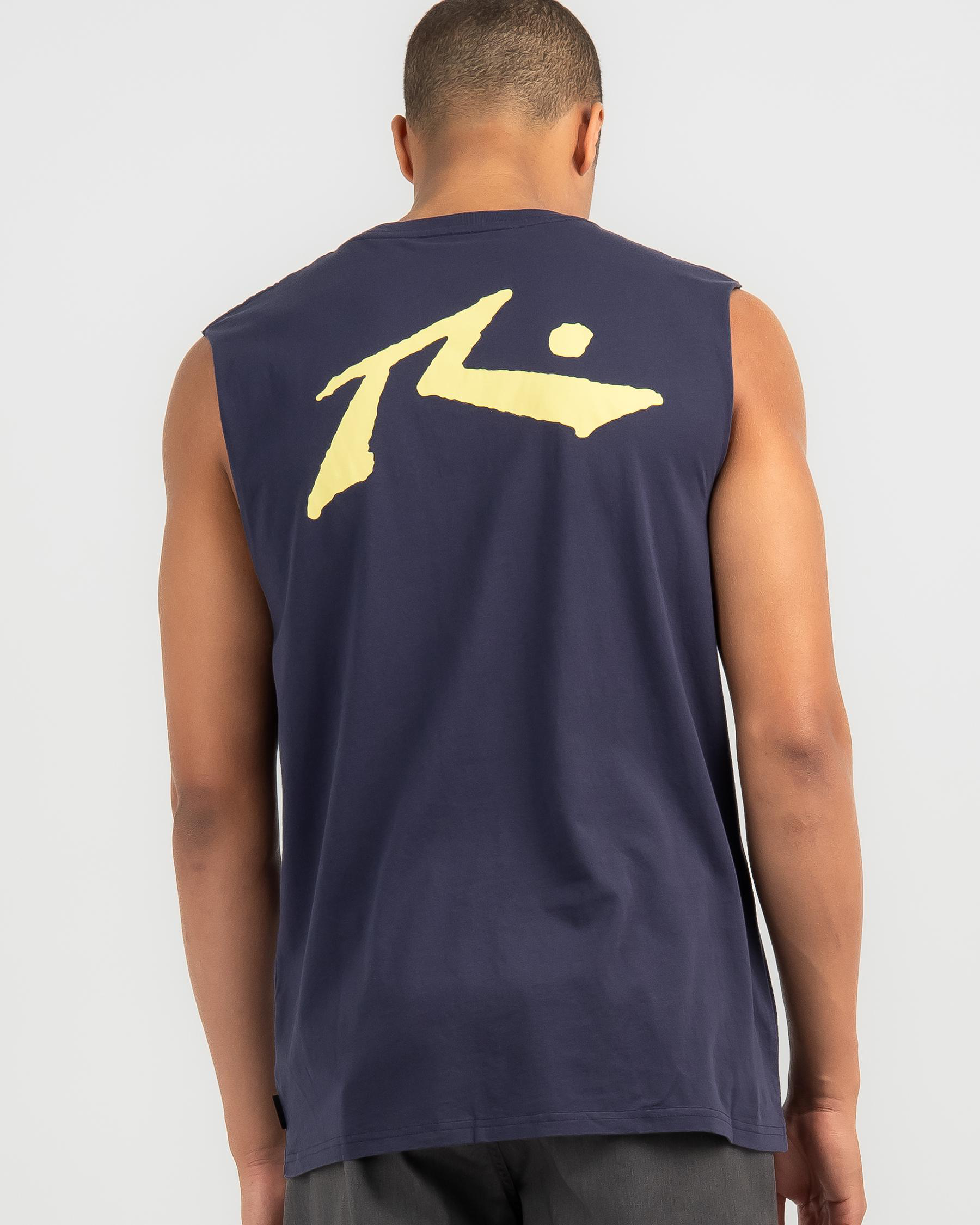 Shop Rusty Competition Muscle Tank In Navy Blue/ Pale Banana - Fast ...