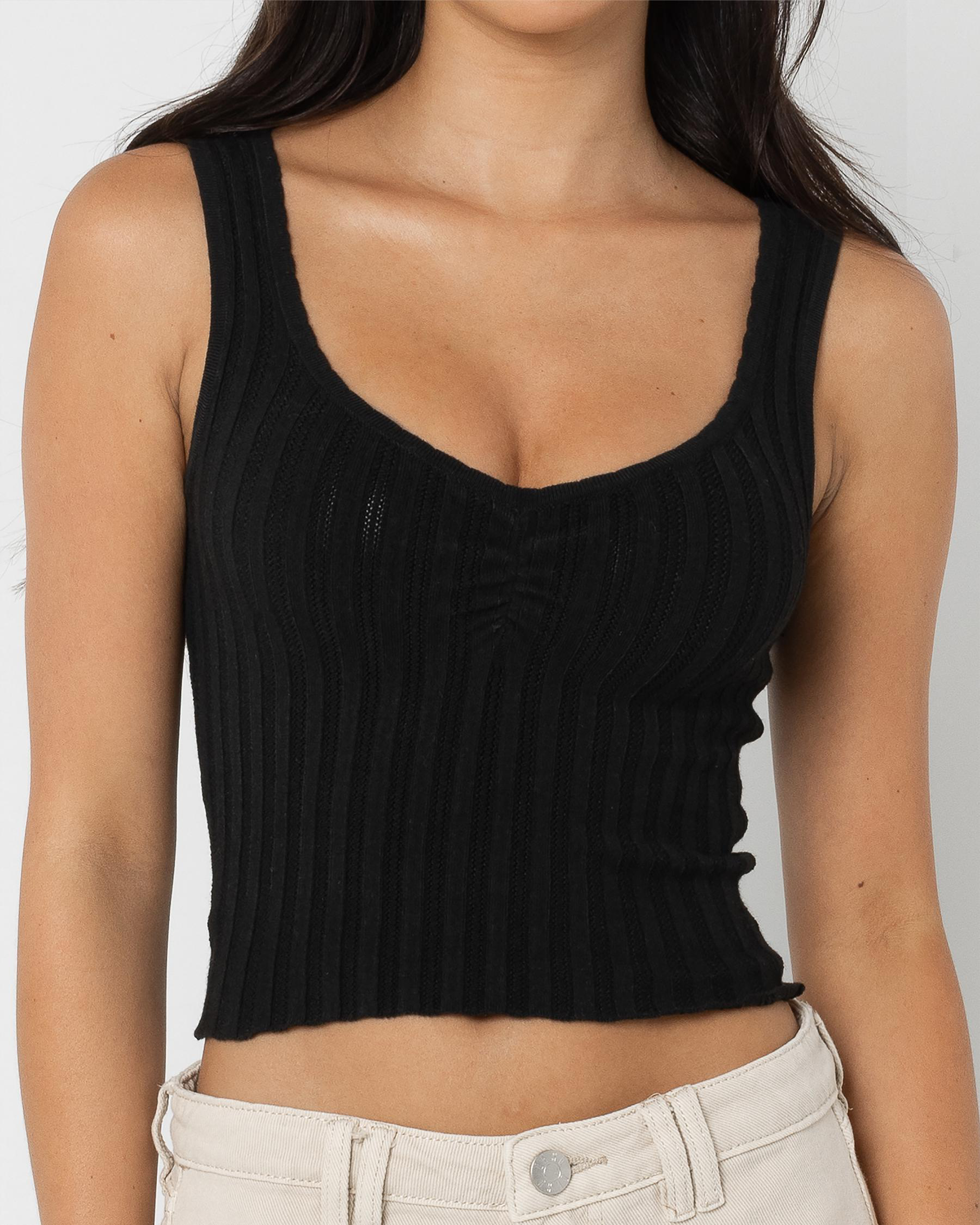 Shop Ava And Ever Harley Pointelle Top In Black - Fast Shipping & Easy ...