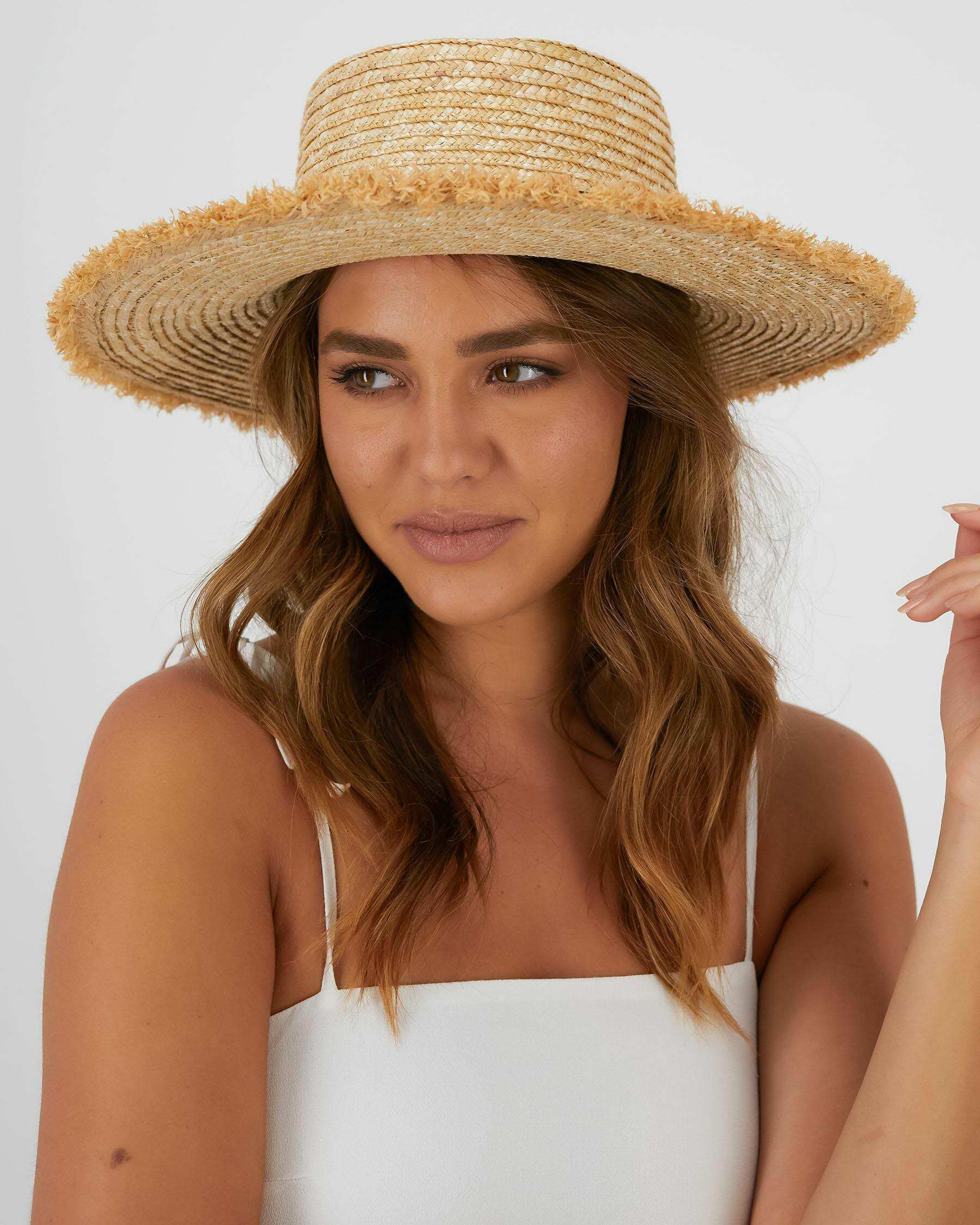 Shop Mooloola Laura Boater Hat In Natural - Fast Shipping & Easy ...