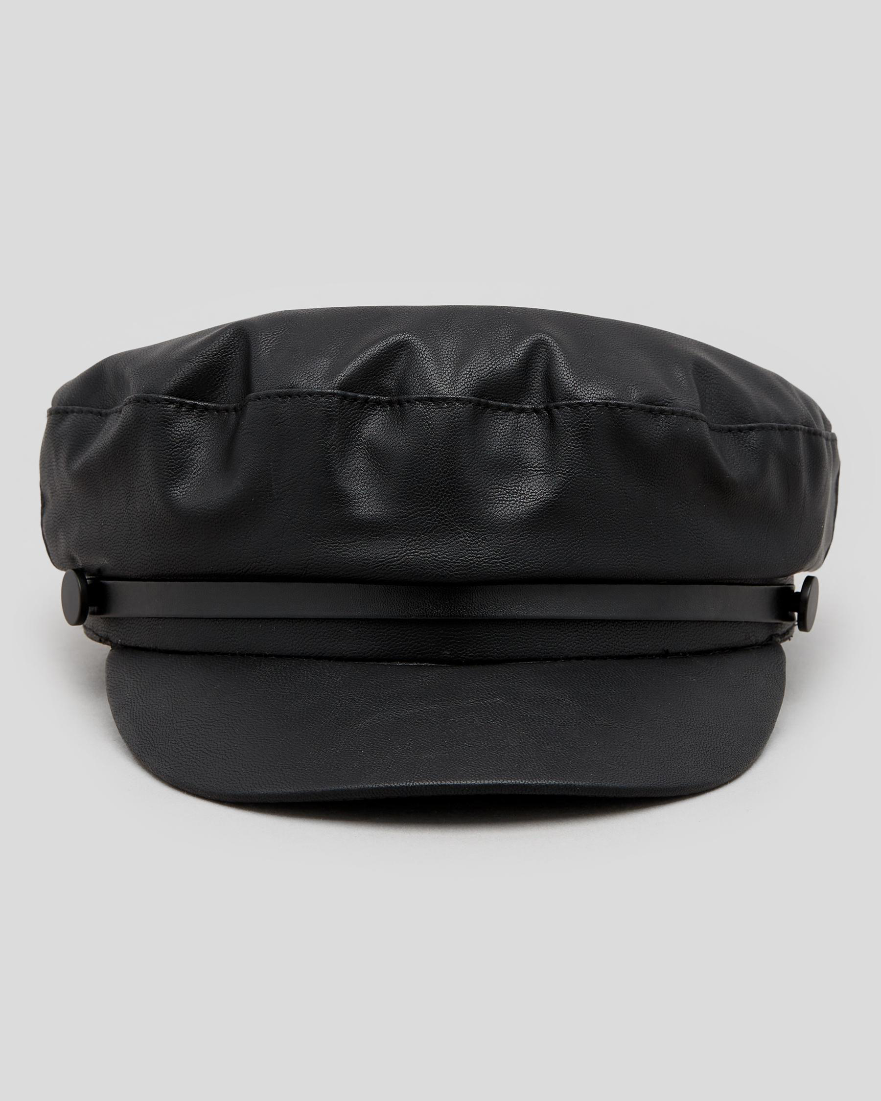 Shop Ava And Ever Quinn Lieutenant Cap In Black - Fast Shipping & Easy ...