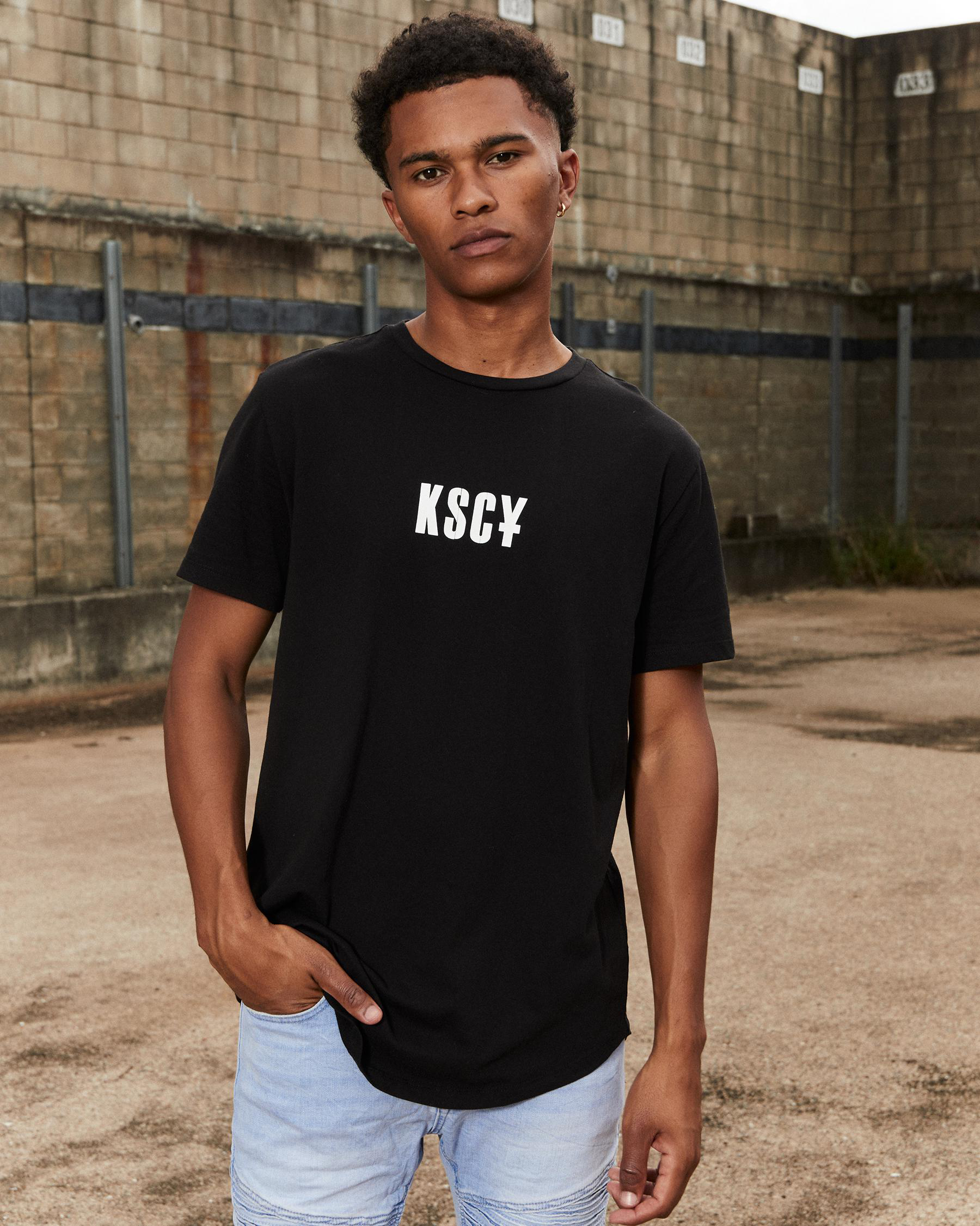 Shop Kiss Chacey Fetching Souls Dual Curved T-Shirt In Jet Black - Fast ...