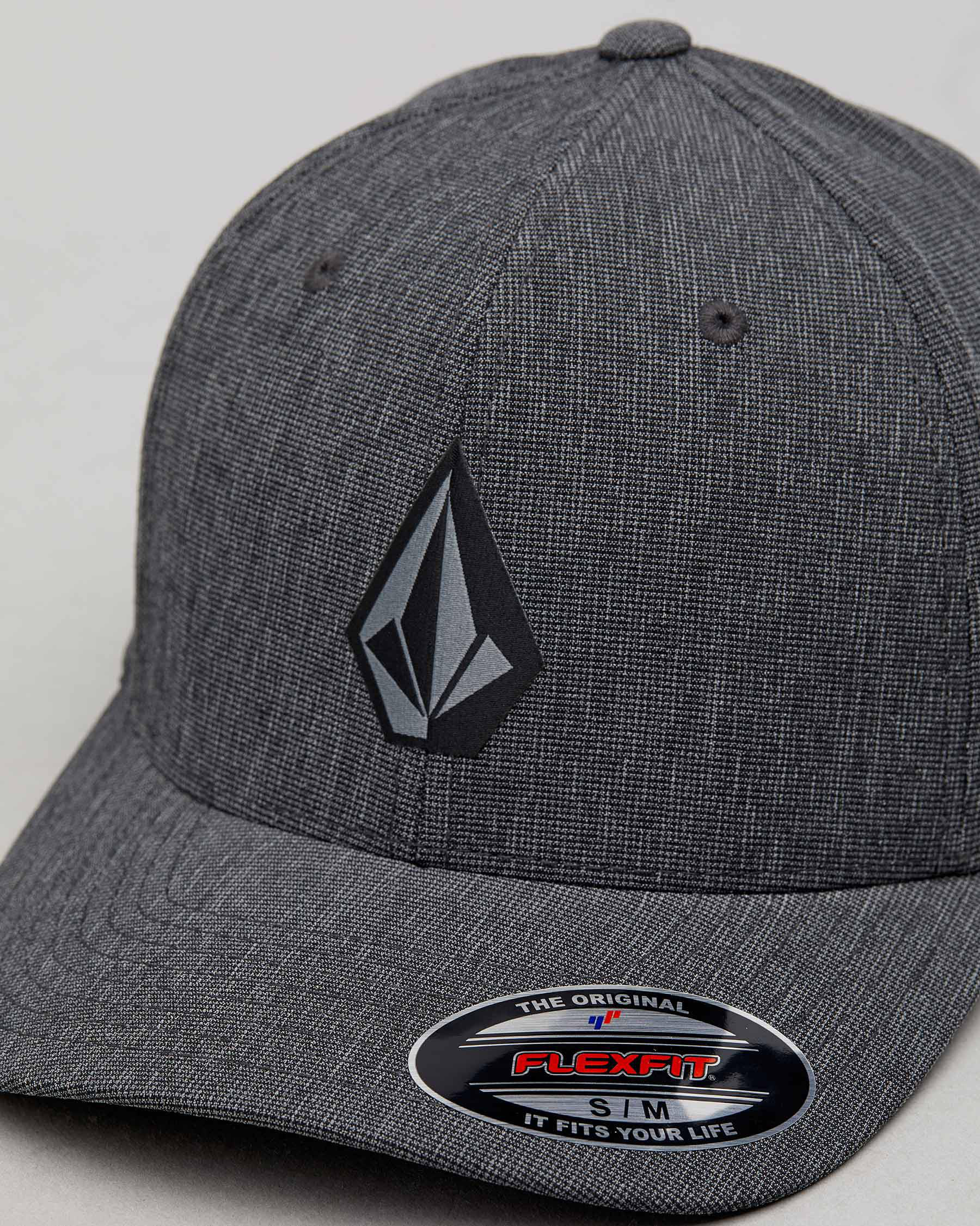 Shop Volcom Stone Tech Flexfit Cap In Dark Charcoal - Fast Shipping ...