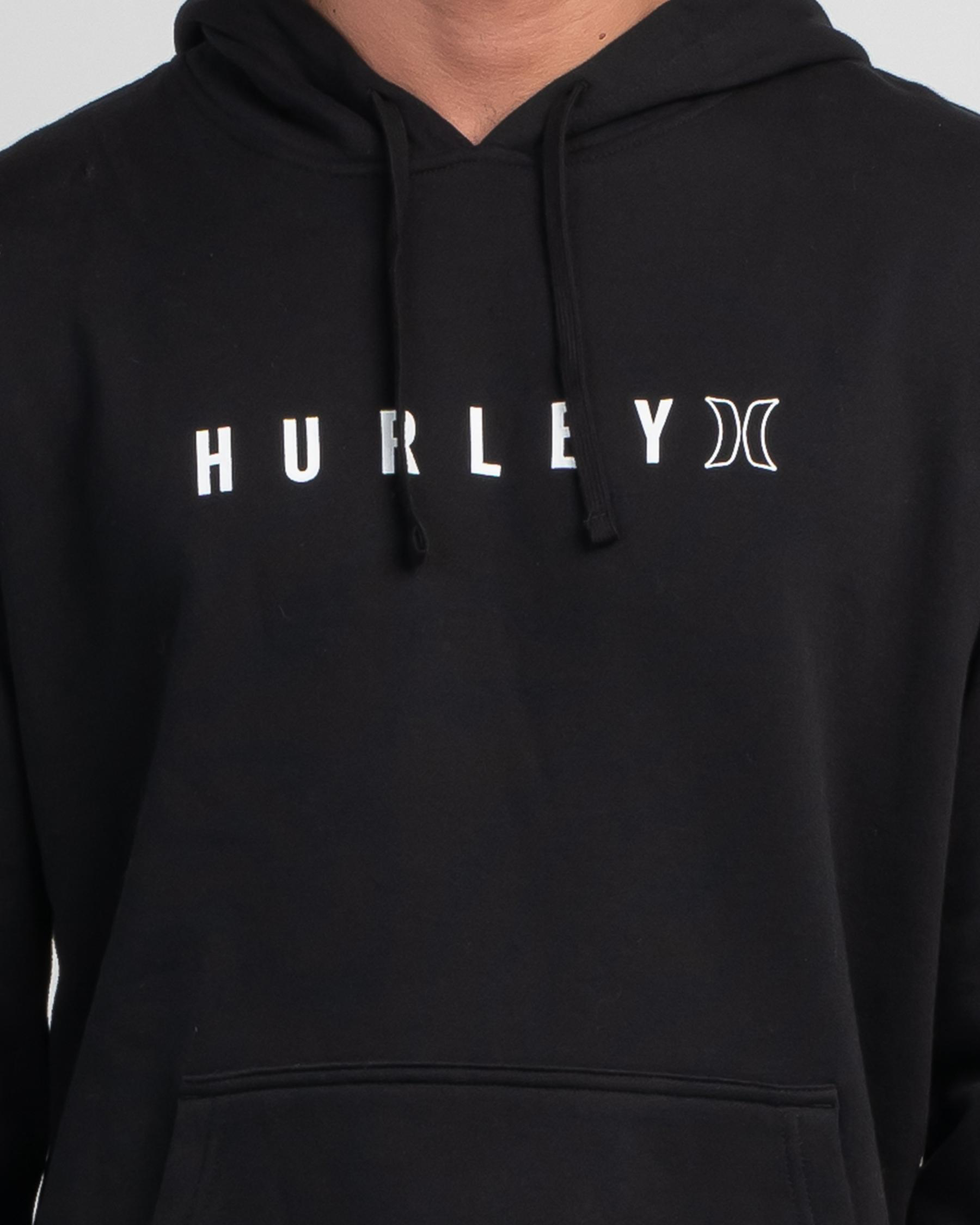 Shop Hurley Outline Icon Pullover Fleece Hoodie In Black - Fast ...