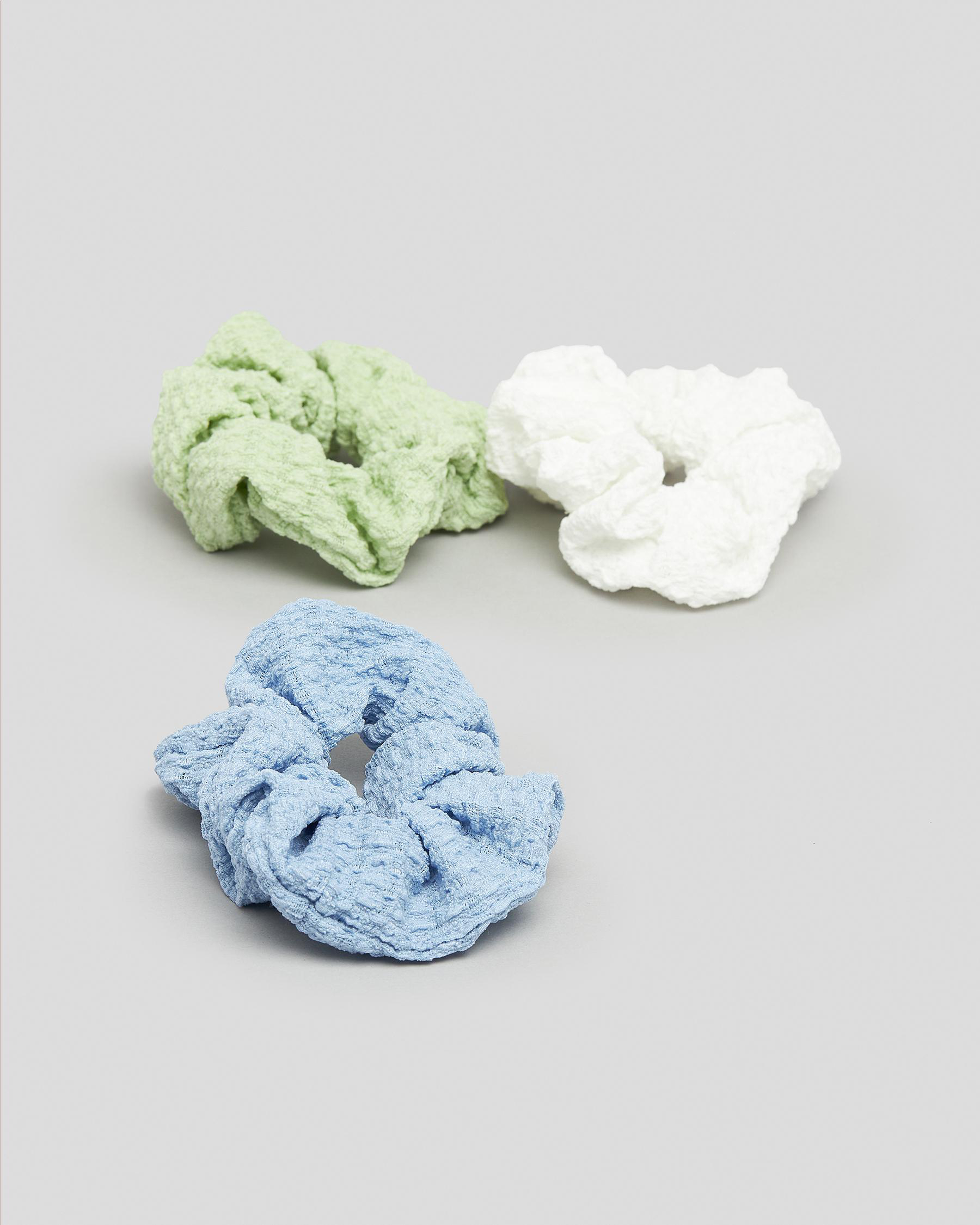Shop Karyn In LA Heather Scrunchie Pack In Pistachio/white/blue - Fast ...