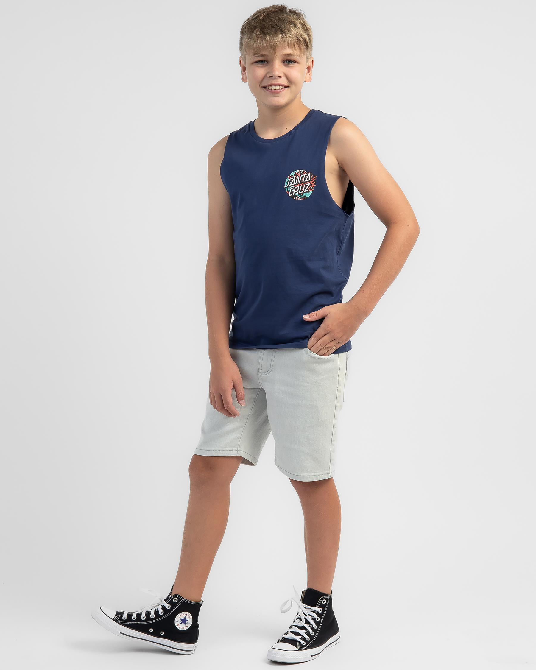 Shop Santa Cruz Boys' Winkowski Aquatic Dot Muscle Tank In Navy - Fast ...