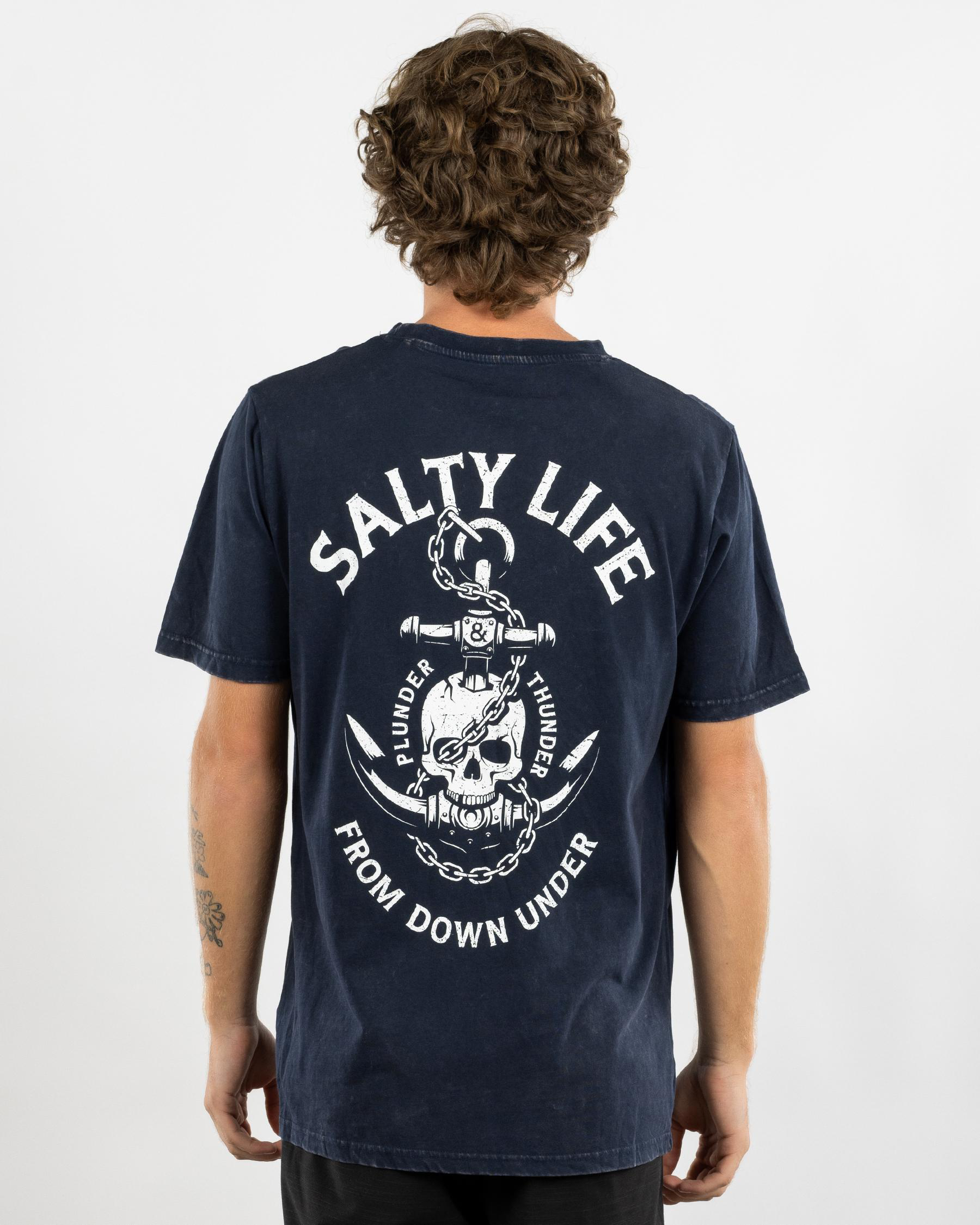 Shop Salty Life Plunder & Thunder T-Shirt In Navy Acid - Fast Shipping ...