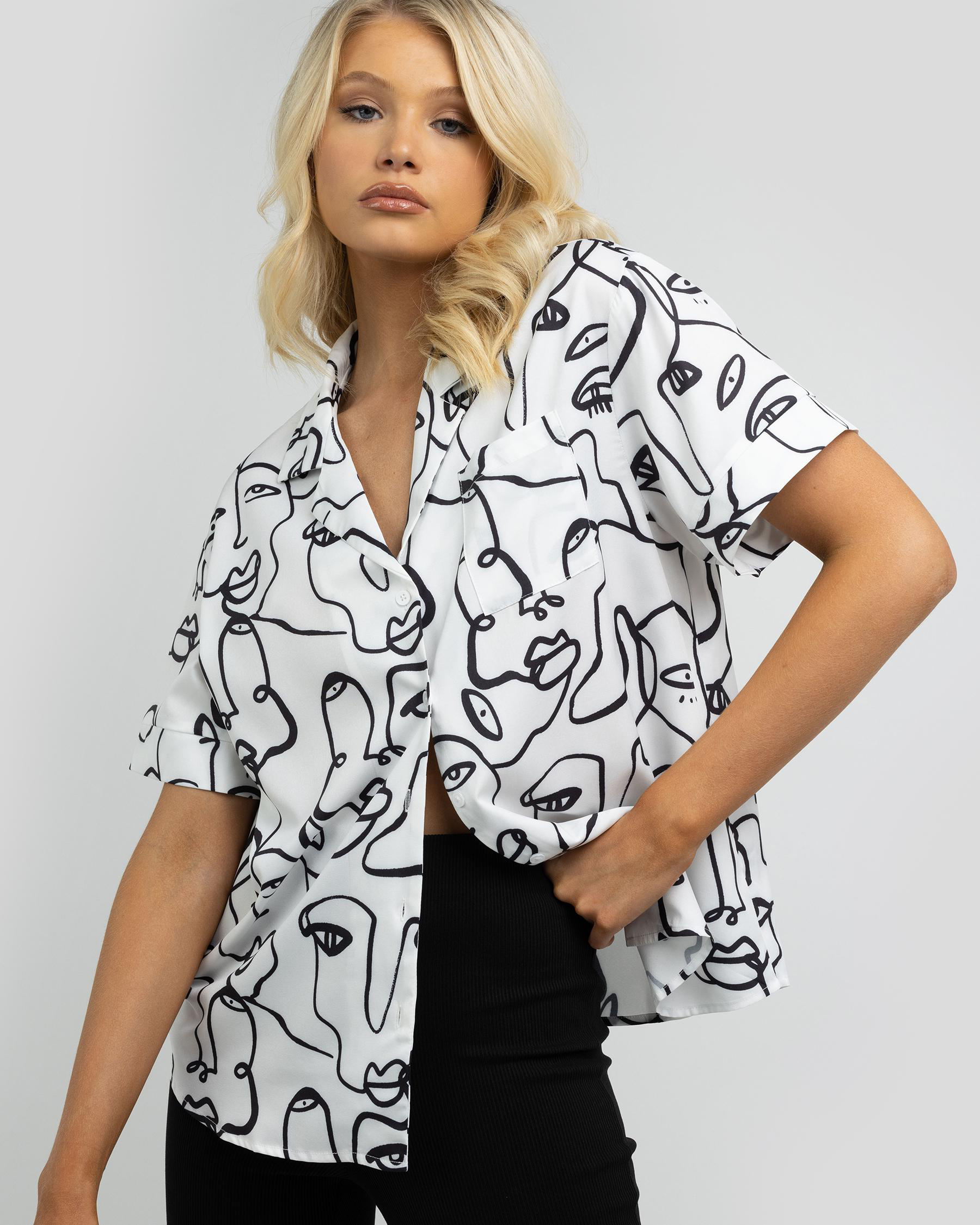 Shop MRKT. Face It Shirt In White/black - Fast Shipping & Easy Returns ...