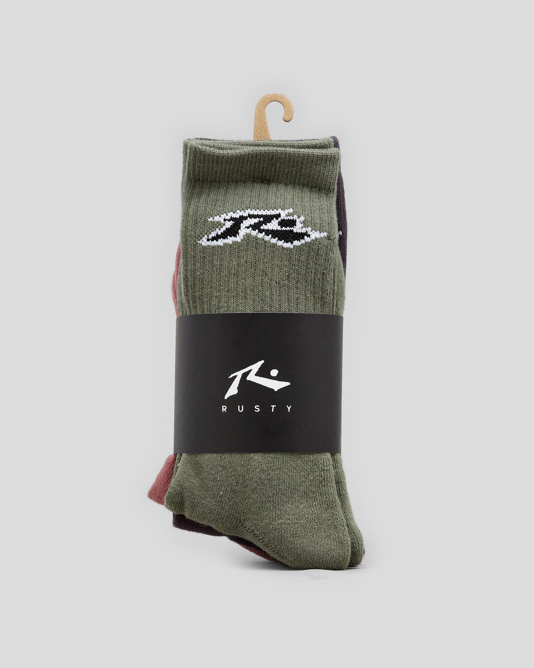 Shop Rusty Wash Up Mid Calf Socks 3 Pack In Multi 2 - Fast Shipping ...
