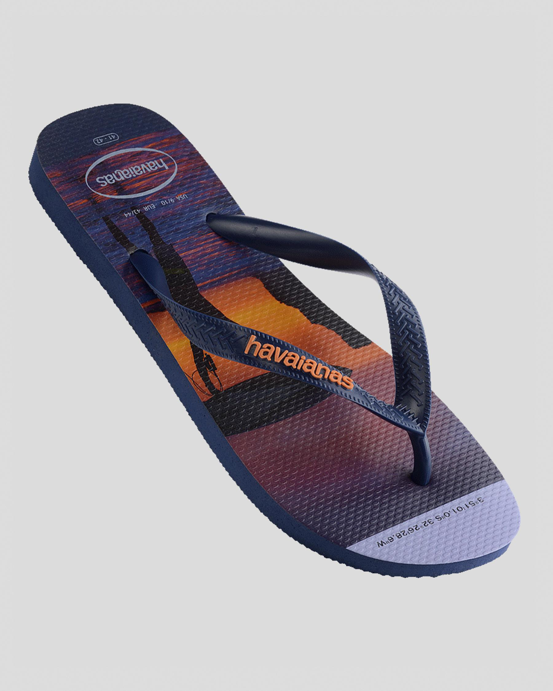 Shop Havaianas Top Hype Thongs In Navy Blue/navy Blue/orange - Fast ...