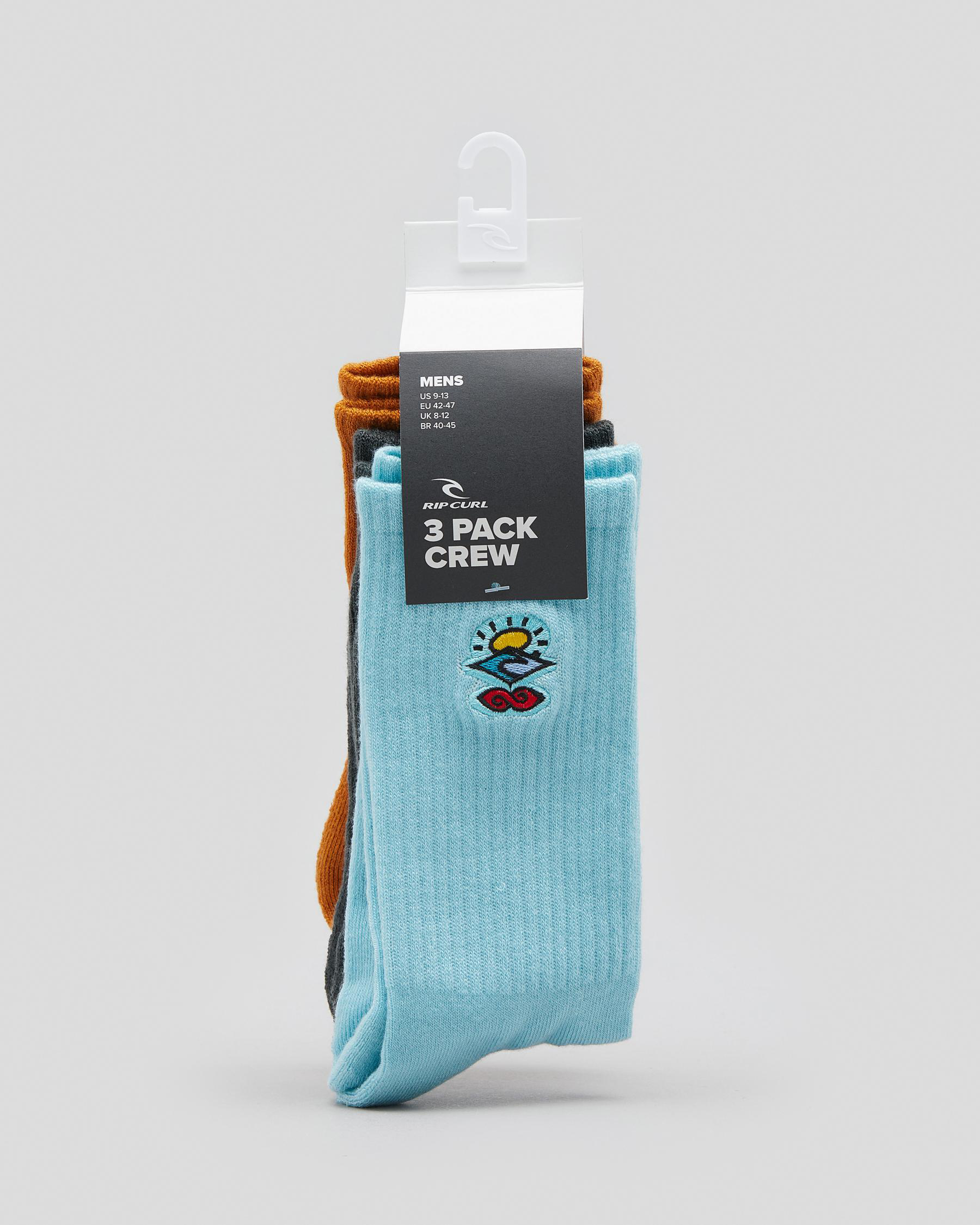 Rip Curl Icons Crew Socks 3 Pack In Natural - FREE* Shipping & Easy ...
