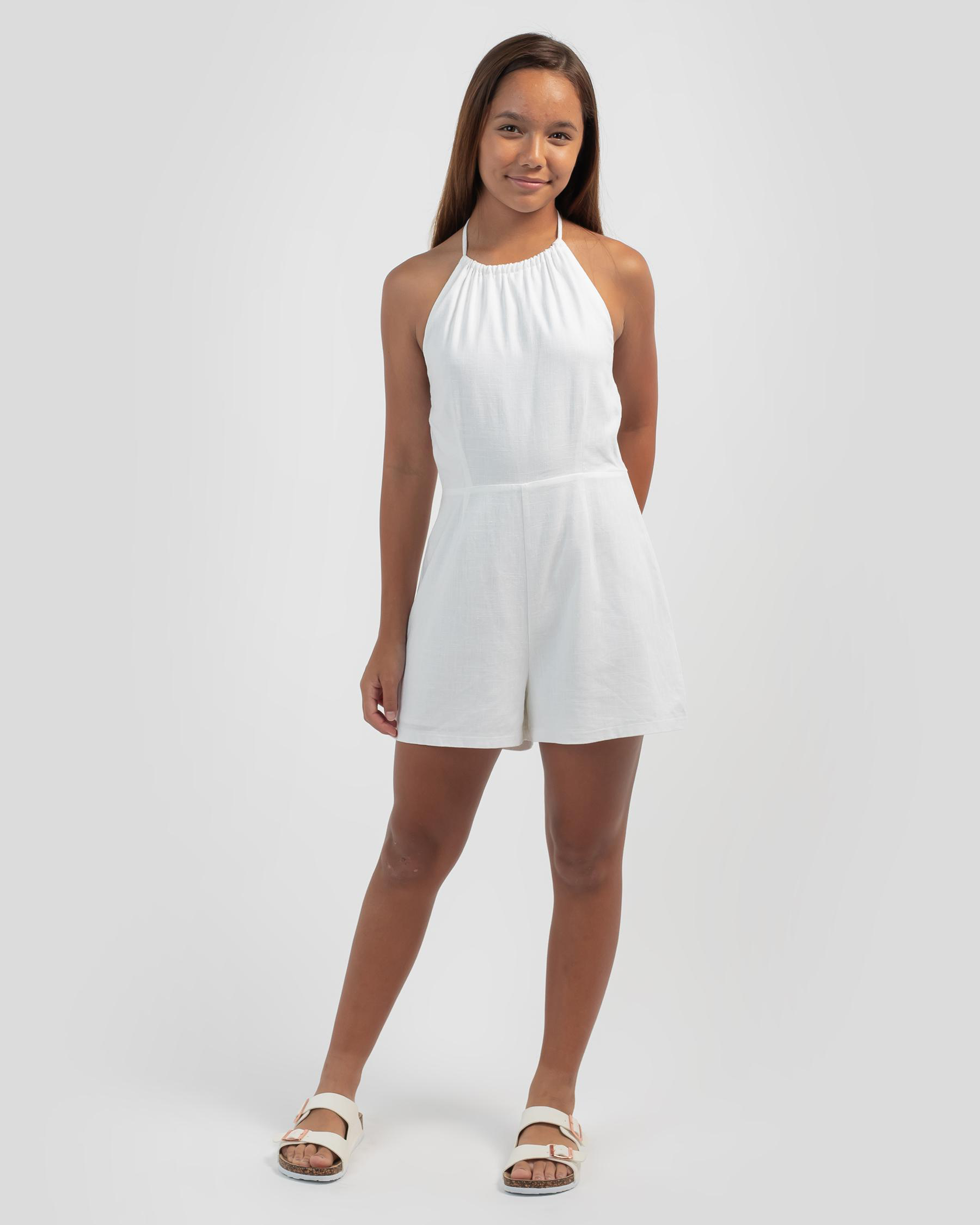 Shop Mooloola Girls' Katie Playsuit In White - Fast Shipping & Easy ...