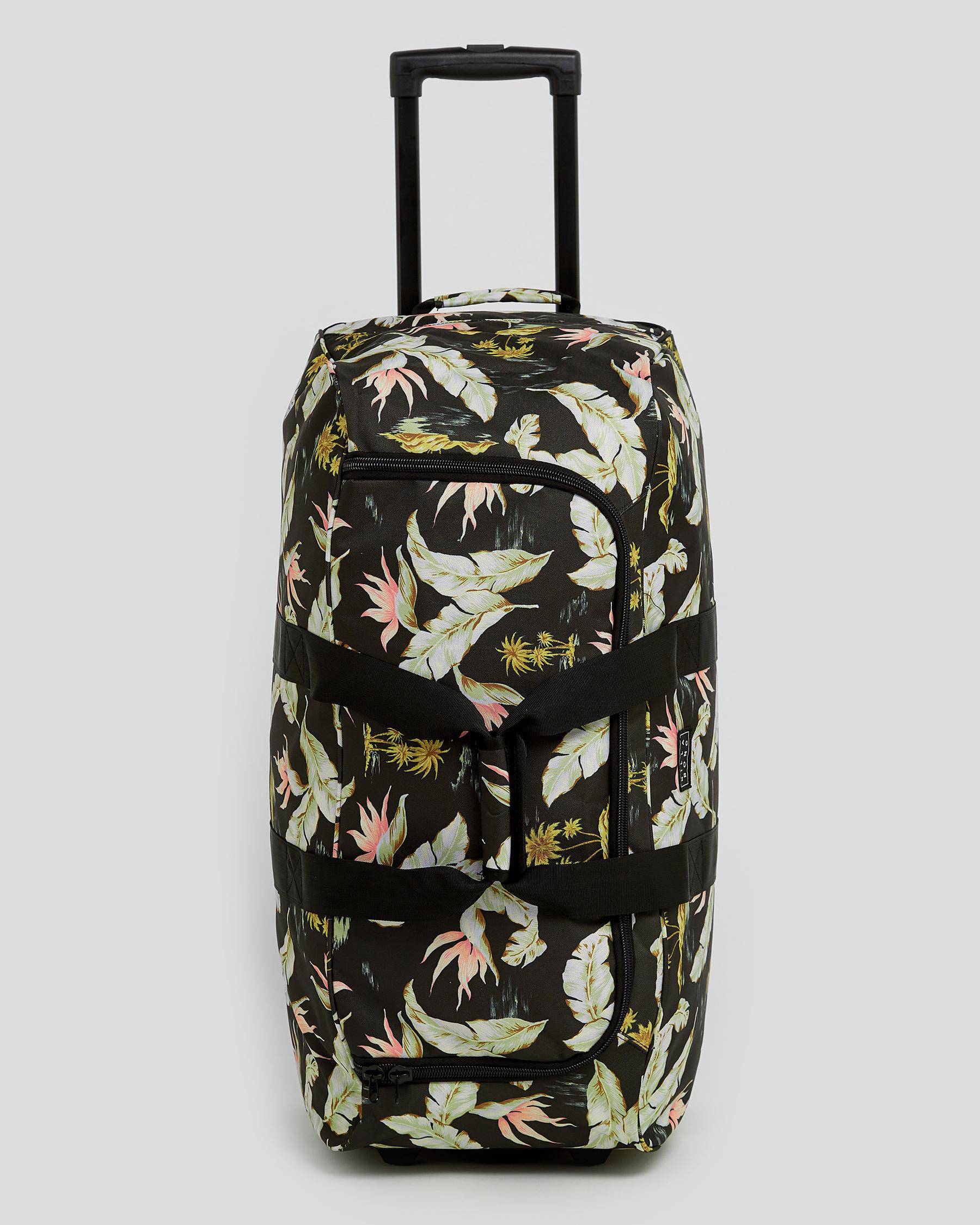 Shop Billabong Check In Large Wheeled Travel Bag In Black/mint - Fast ...