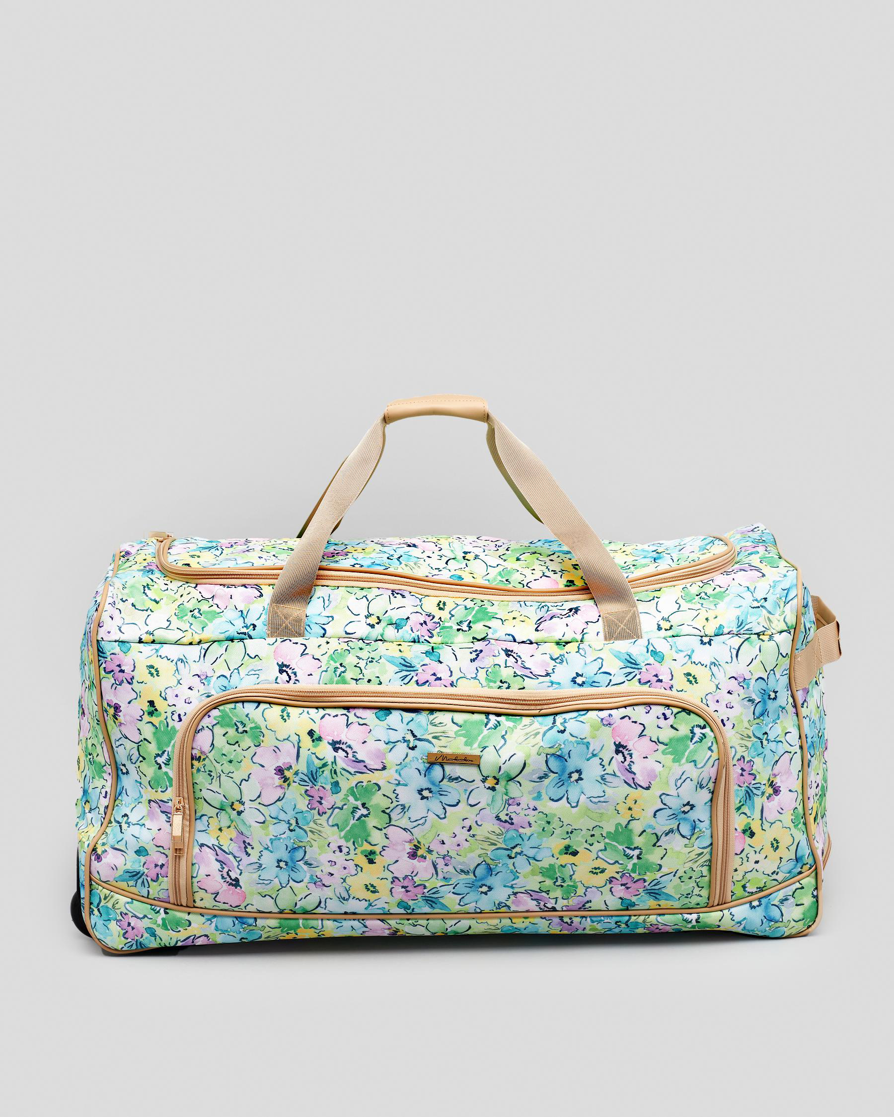 Shop Mooloola Audrey Large Wheeled Travel Bag In Green/blue/pink - Fast ...