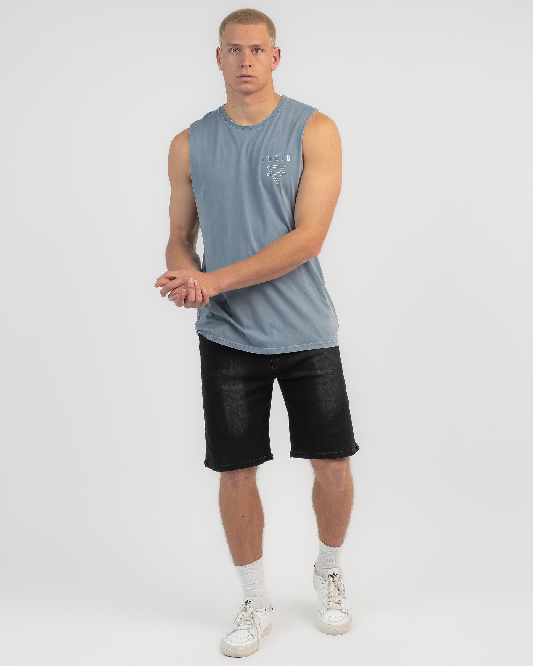 Shop Lucid Framework Muscle Tank In Light Blue Acid - Fast Shipping ...