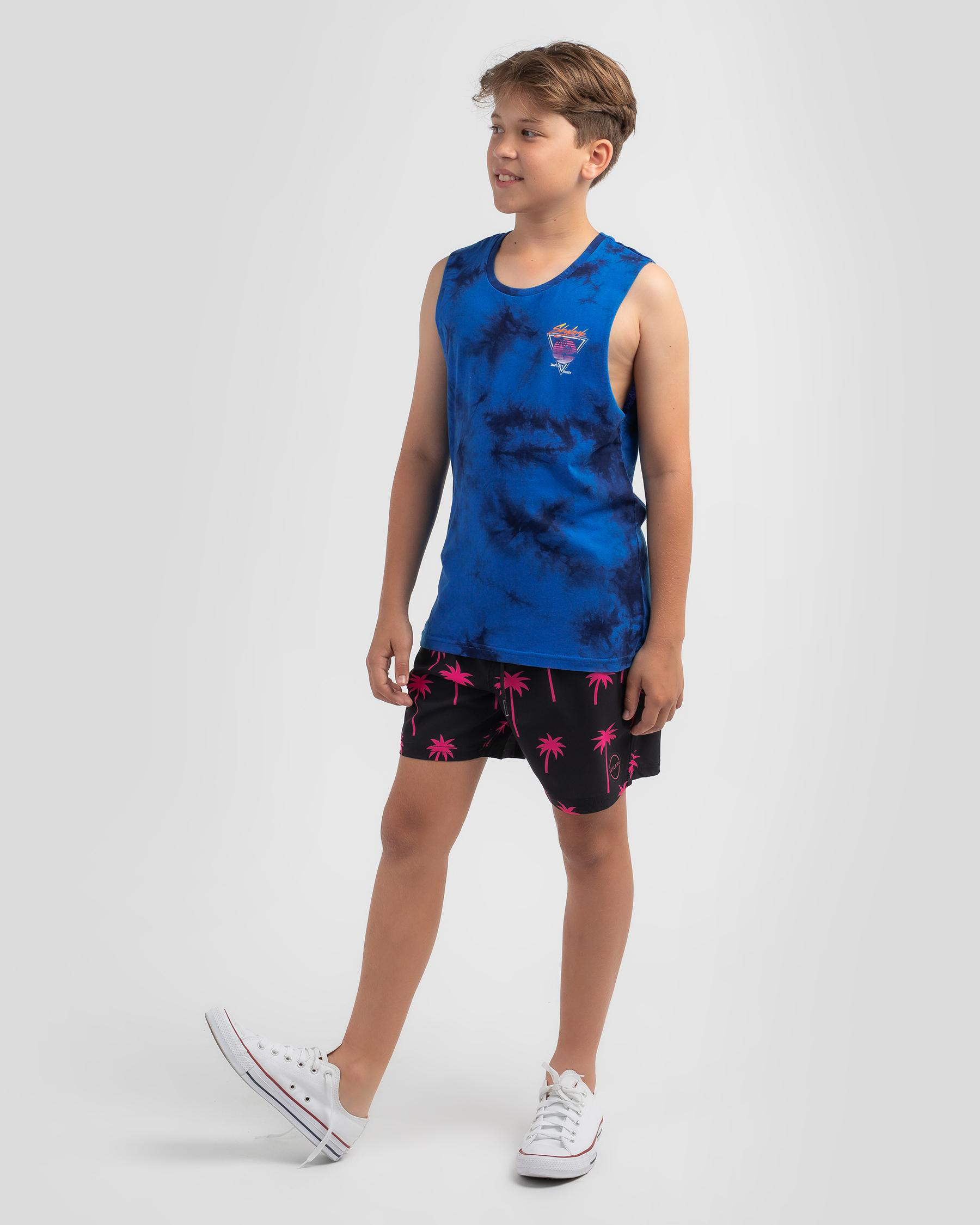 Shop Skylark Boys' Sunsets Muscle Tank In Blue Mottle - Fast Shipping ...