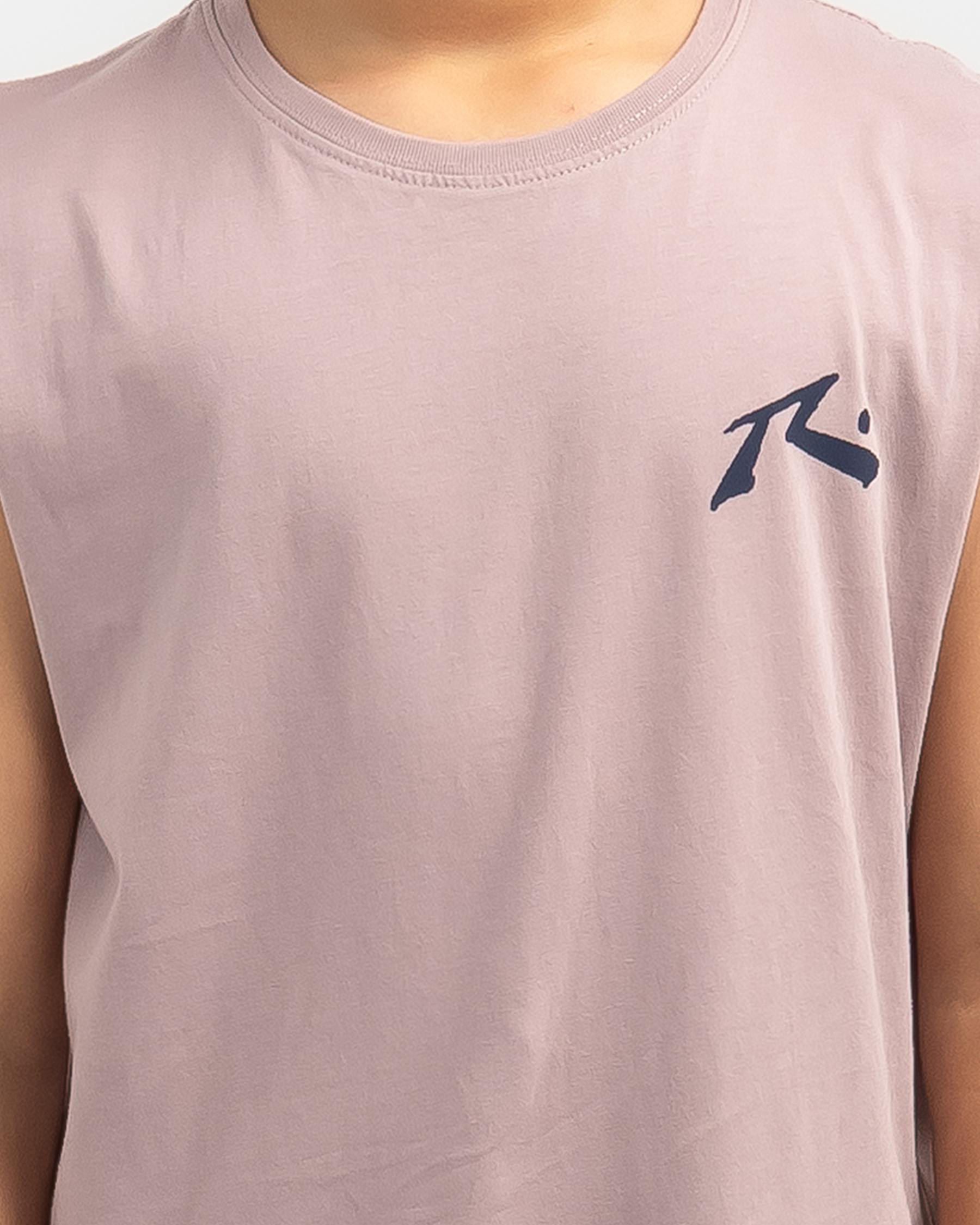 Shop Rusty Boys' Competition Muscle Tank In Elderberry/navy Blue 1 ...