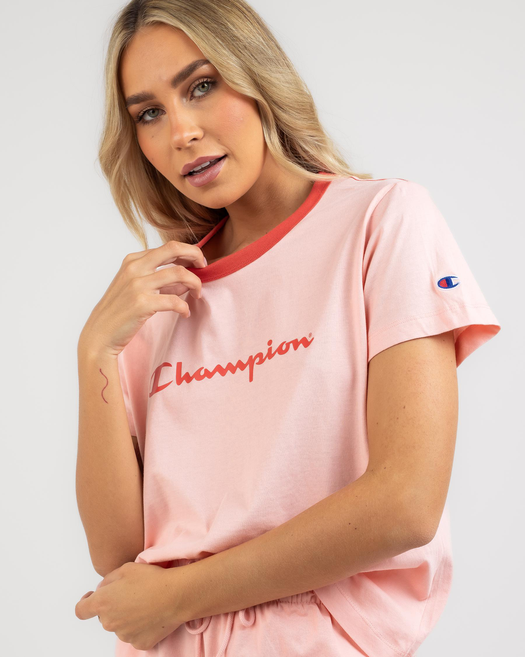 Shop Champion Panel T-Shirt In Peach Schnapps - Fast Shipping & Easy ...