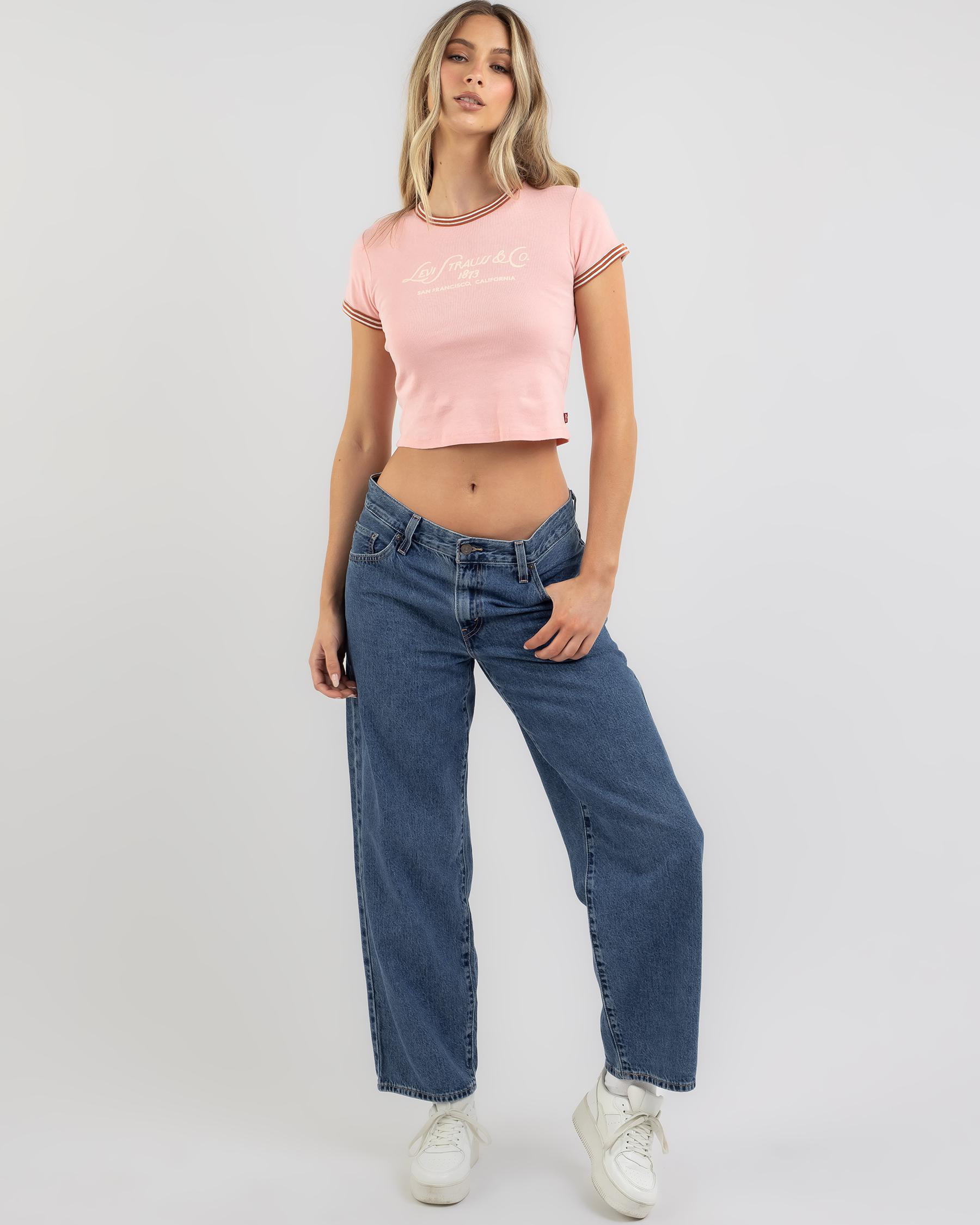 Shop Levi's Graphic Ringer Mini T-Shirt In Quartz Pink/baked Clay ...