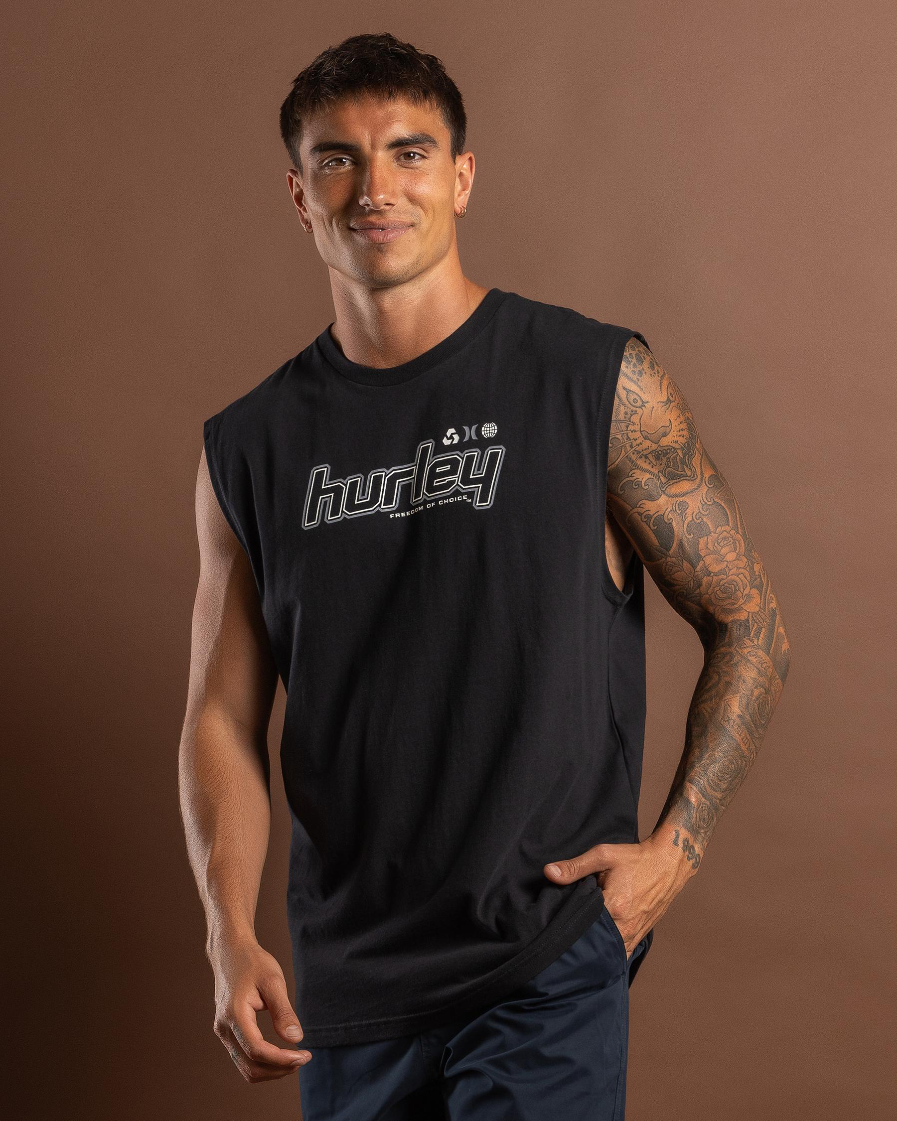 Shop Hurley Organic Freedom Muscle Tank In Black - Fast Shipping & Easy ...