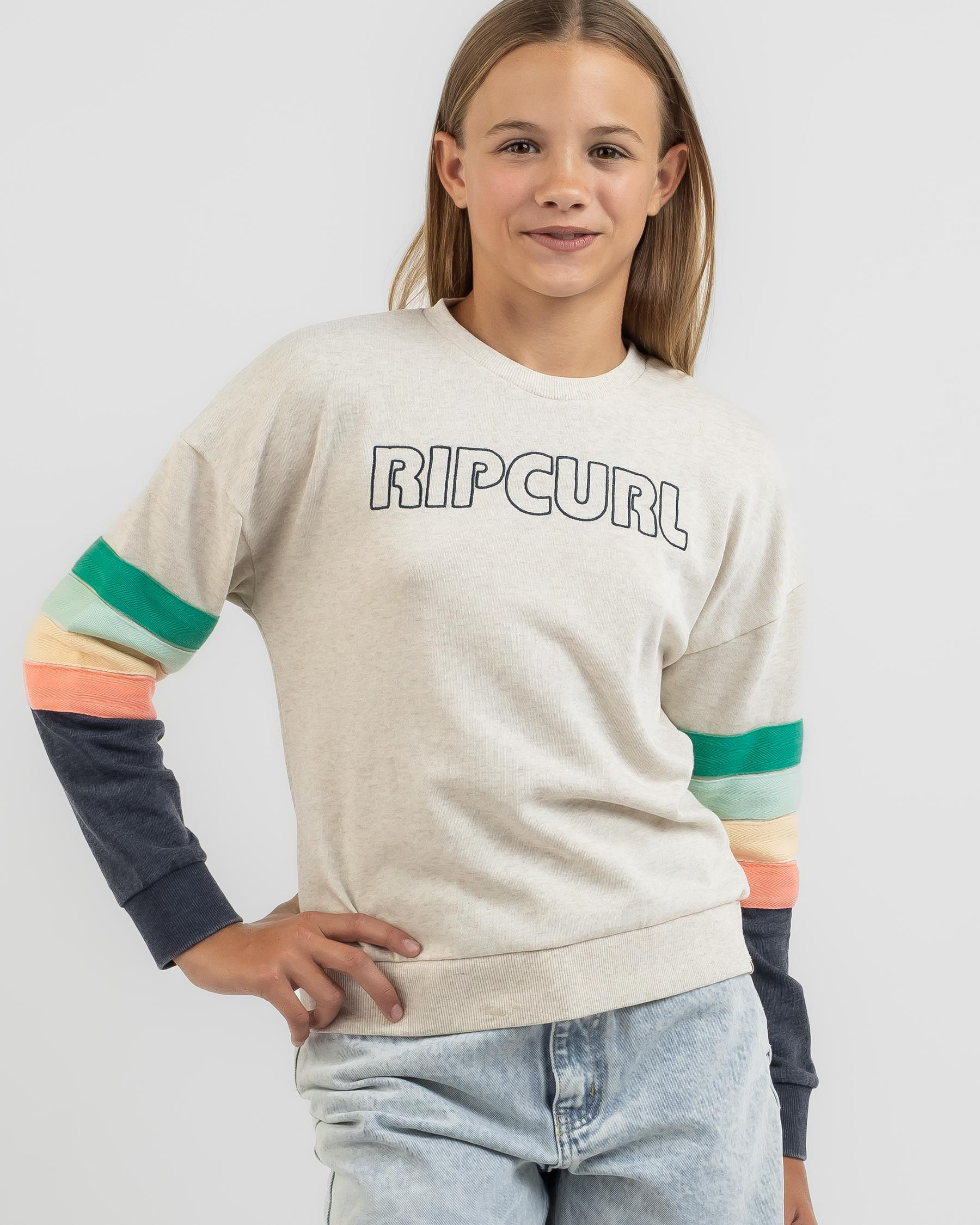 Shop Rip Curl Girls' Surf Break Sweatshirt In Oatmeal Marle - Fast ...