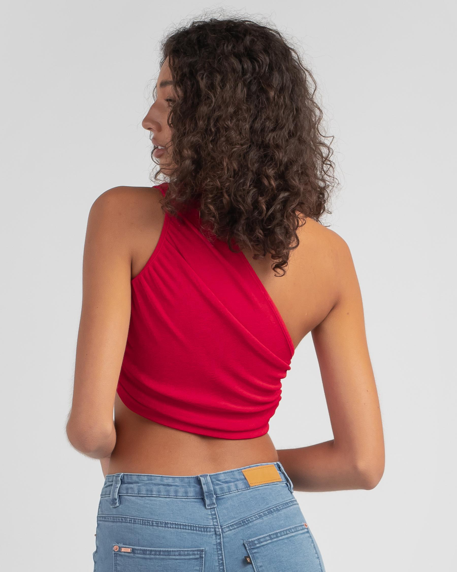 Shop Rumor Cold Shoulder Top In Red - Fast Shipping & Easy Returns ...