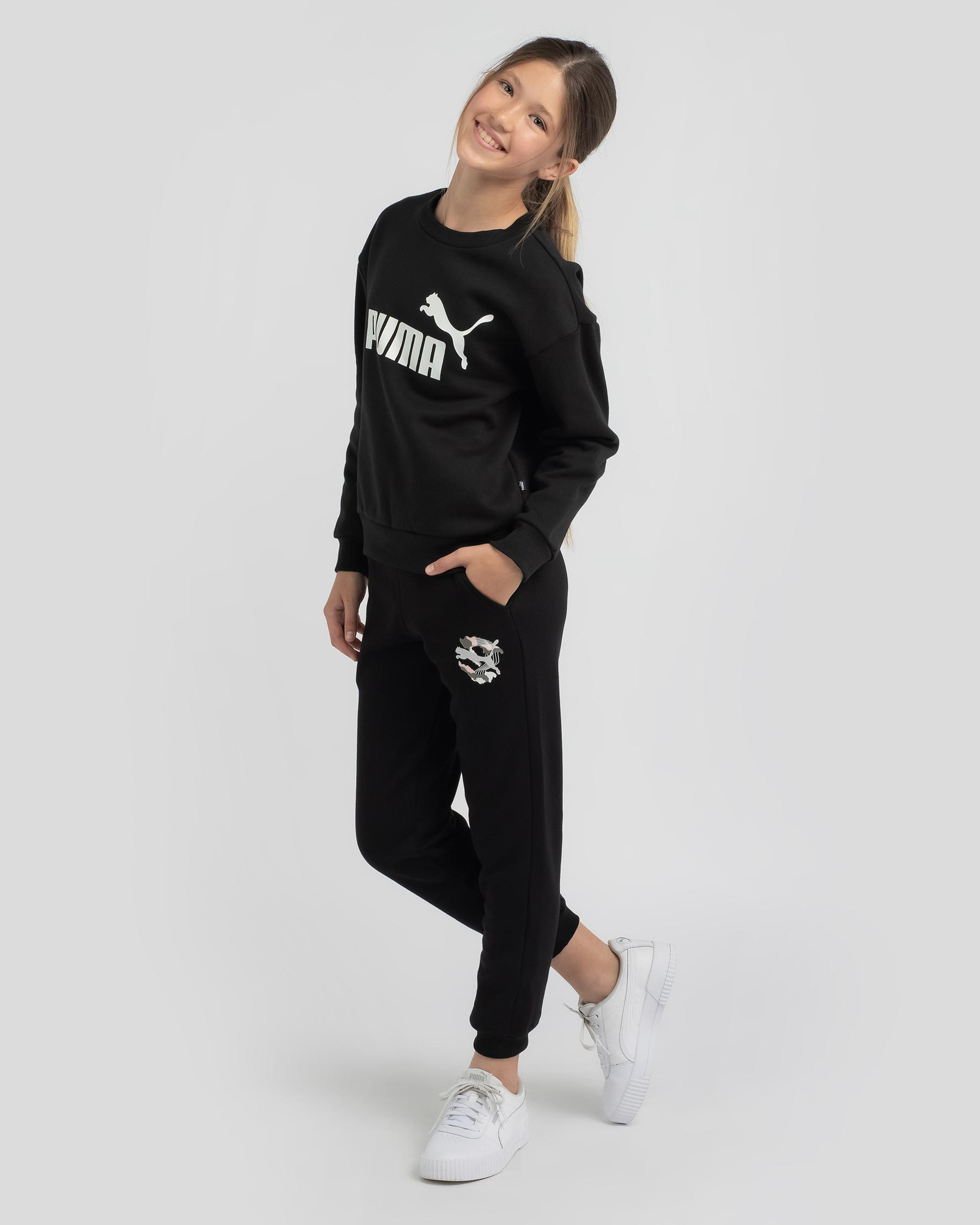 Shop Puma Girls' Alpha Track Pants In Puma Black - Fast Shipping & Easy ...