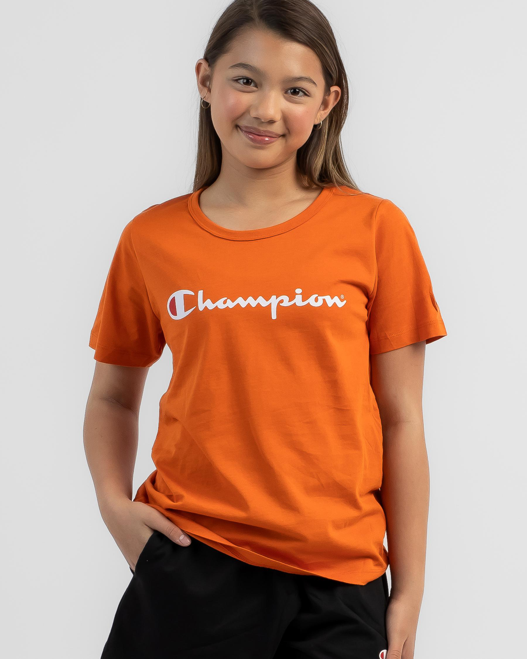 Shop Champion Girls' Logo T-Shirt In Versus - Fast Shipping & Easy ...