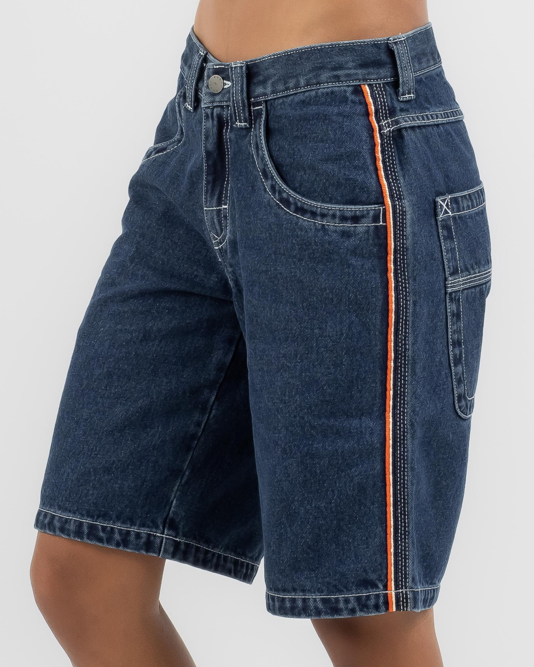 Shop Rusty Flip Mommy Denim Shorts In Deep Sea Blue - Fast Shipping ...