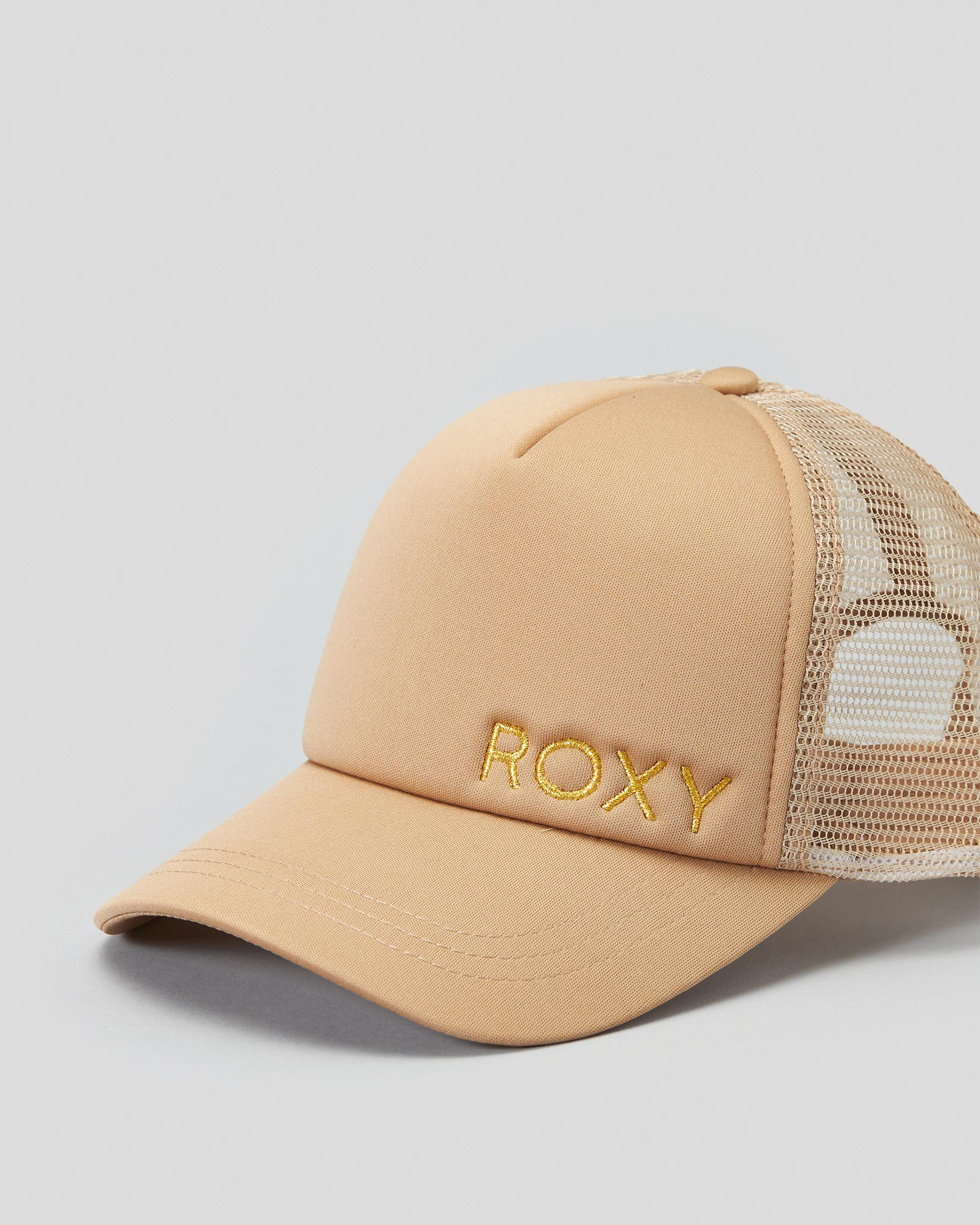 Shop Roxy Finishline 2 Trucker Cap In Warm Taupe - Fast Shipping & Easy ...