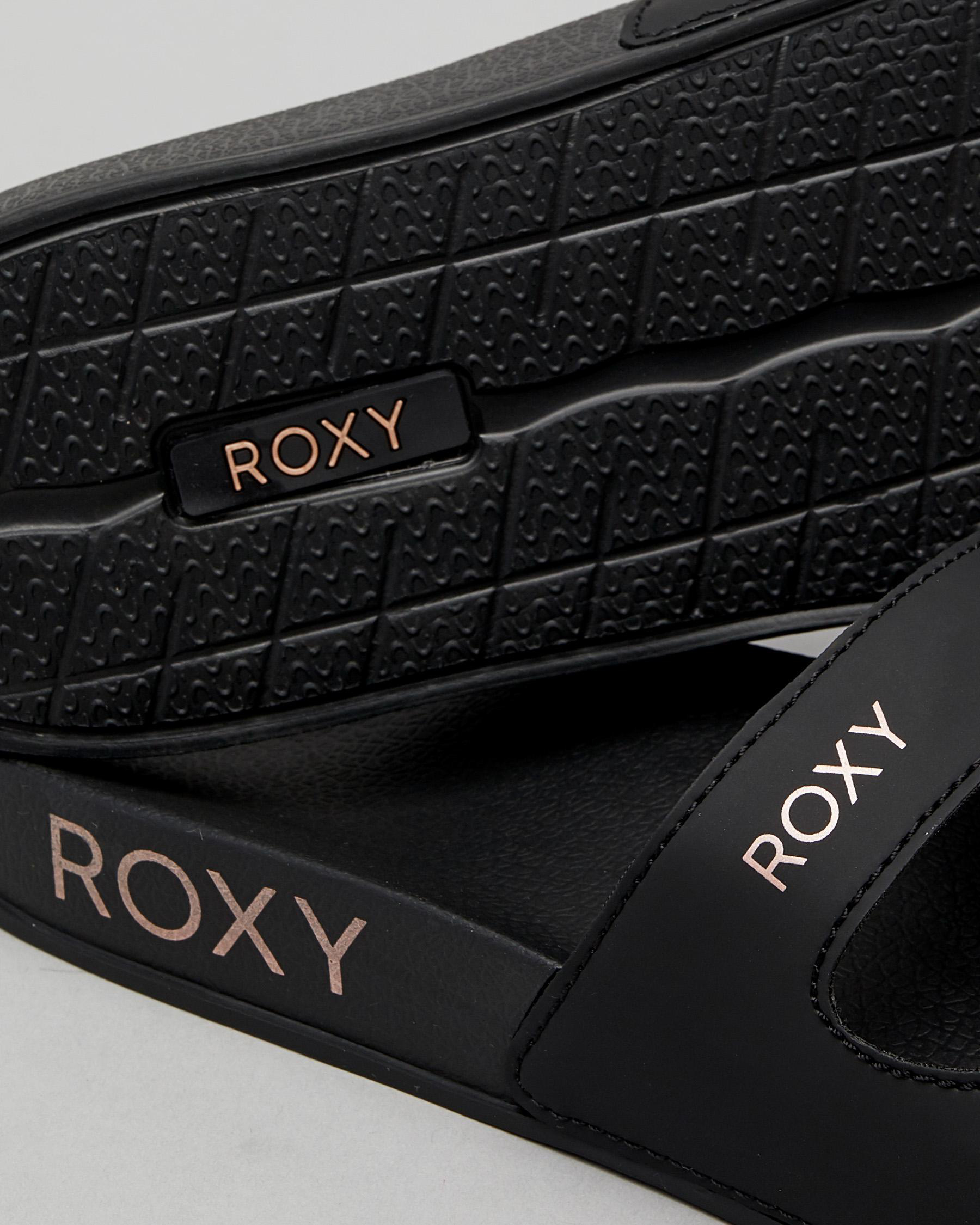 Shop Roxy Slippy II Slide Sandals In Black/pink - Fast Shipping & Easy ...