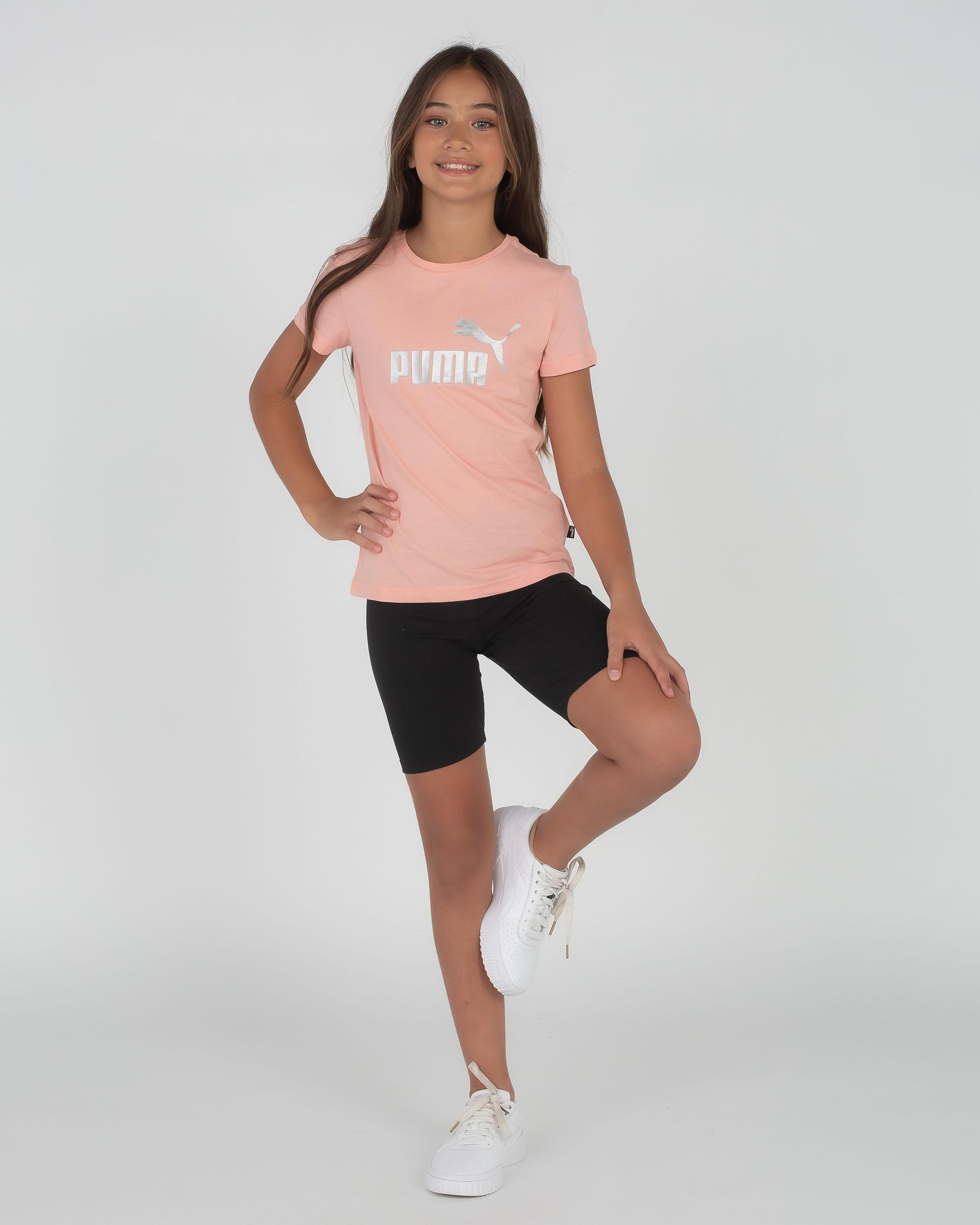 Shop Puma Girls' Essential T-Shirt In Apricot Blush - Fast Shipping ...