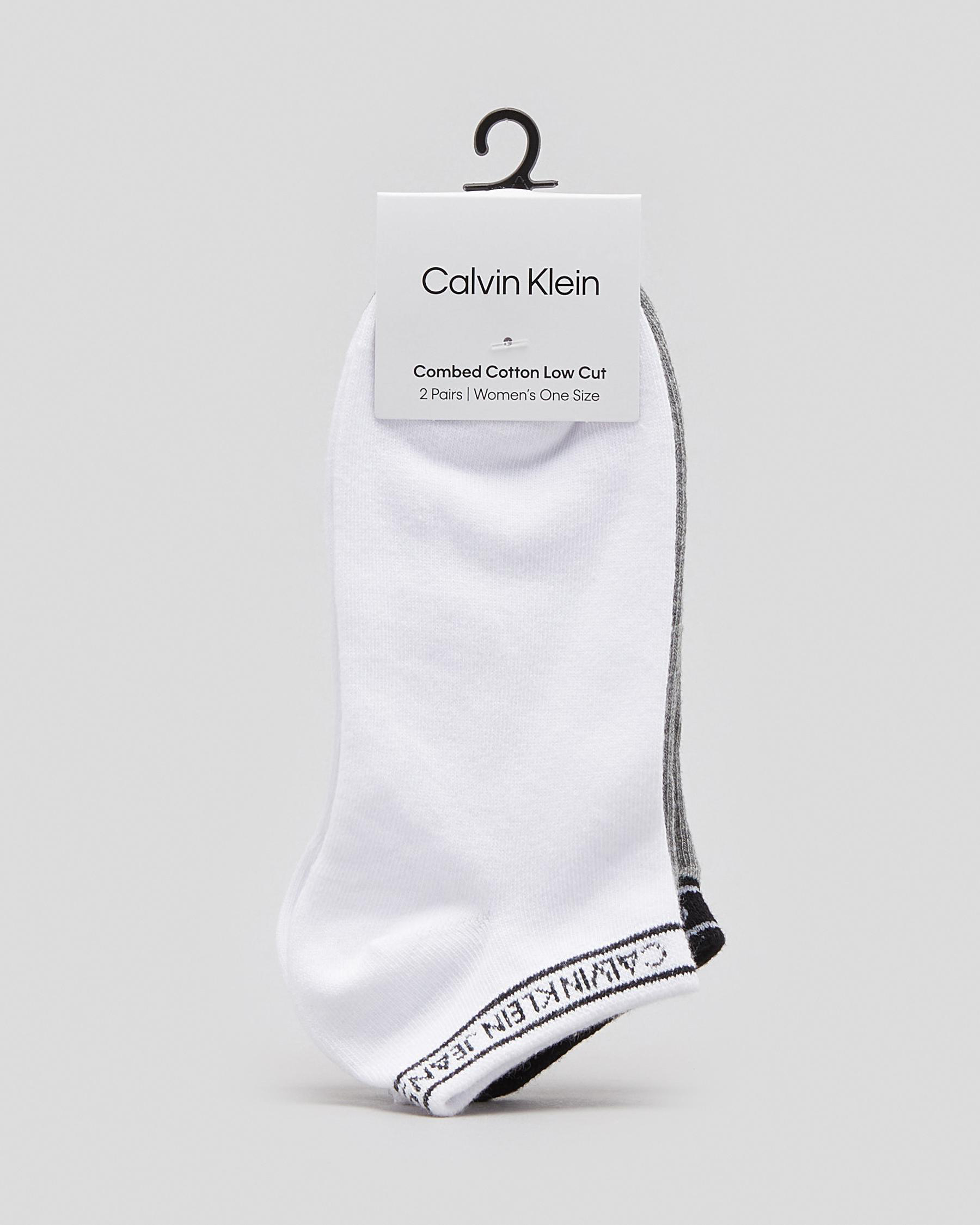 Shop Calvin Klein Womens Logo Cuff Low Cut Sock Pack In White Assorted ...