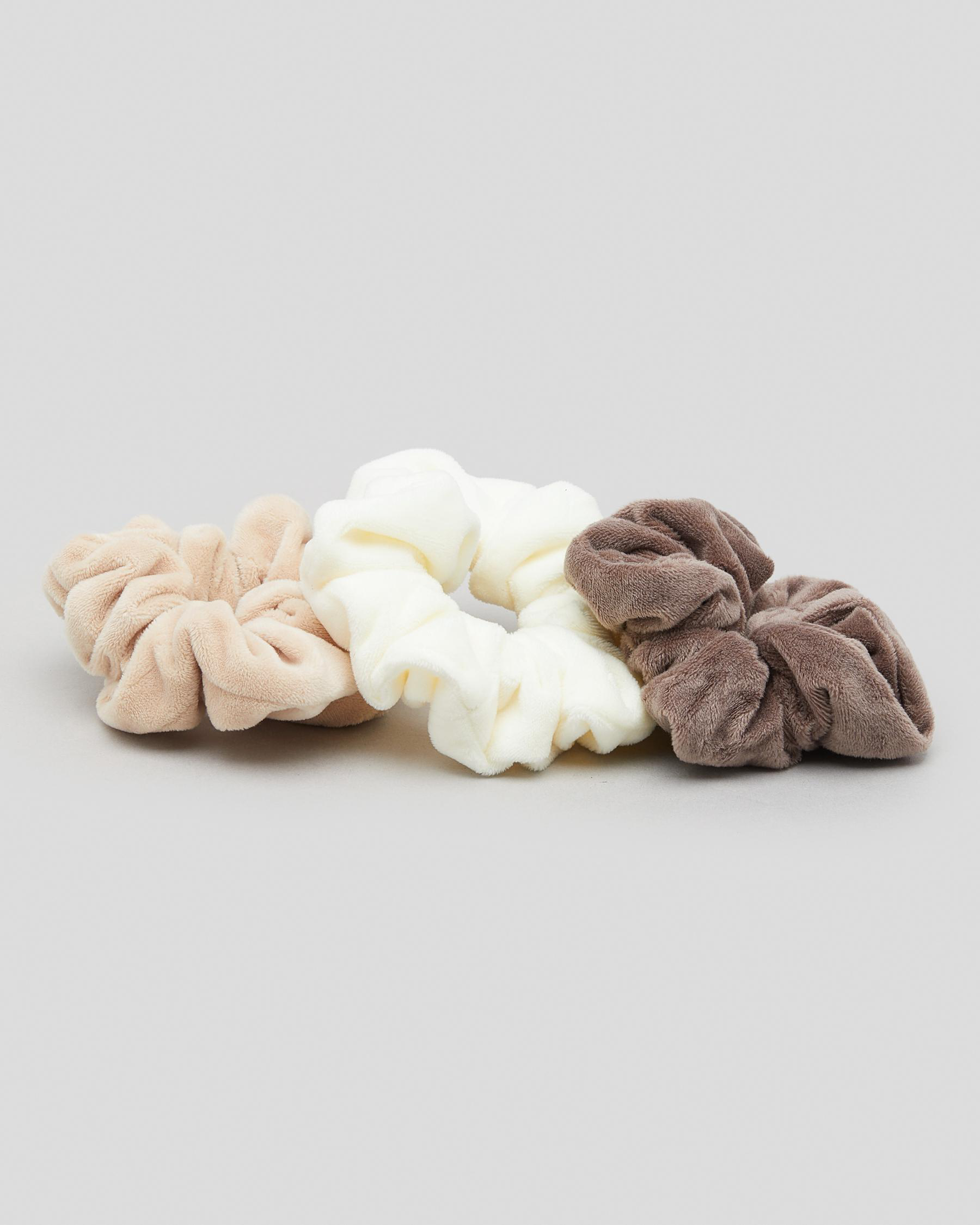 Shop Karyn In LA Velvet Scrunchie Pack In Alabaster/natural/charcoal ...