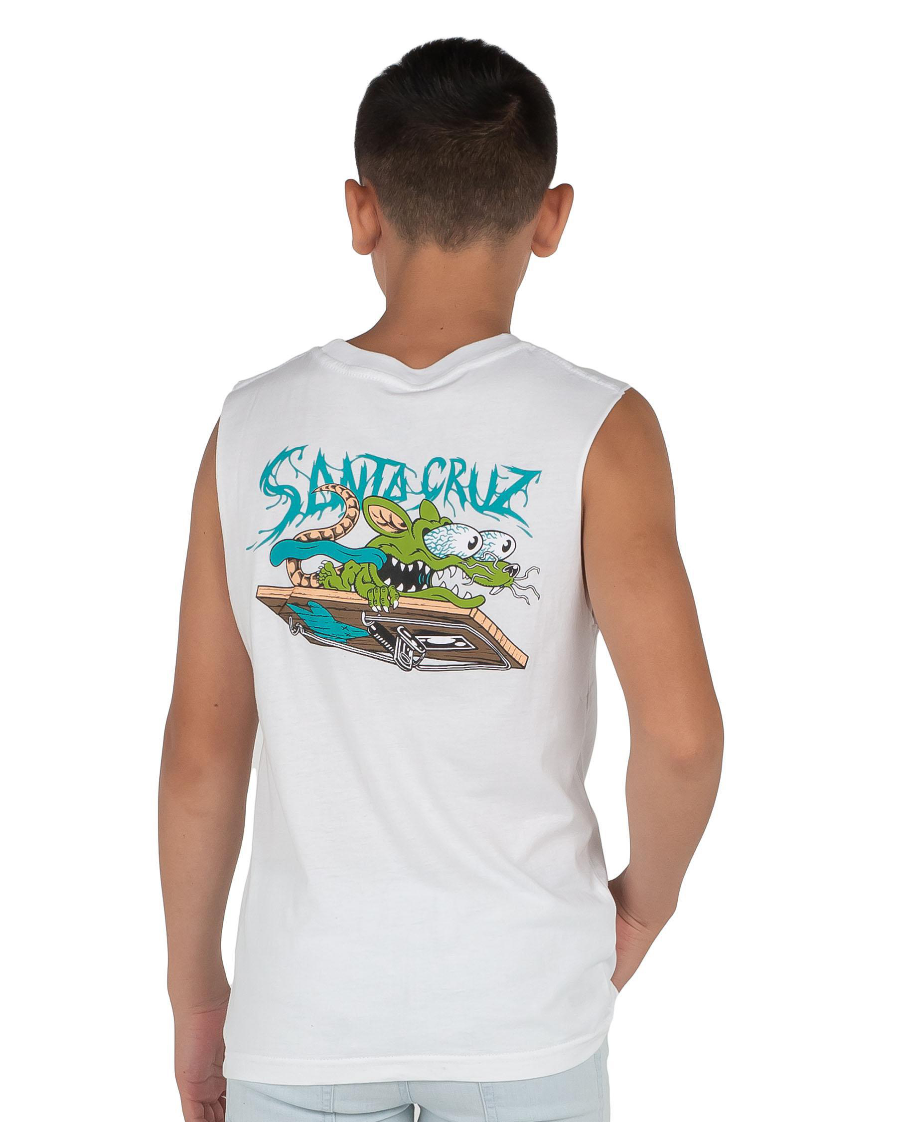 Shop Santa Cruz Boys' Rat Slasher Muscle Tank In White - Fast Shipping ...