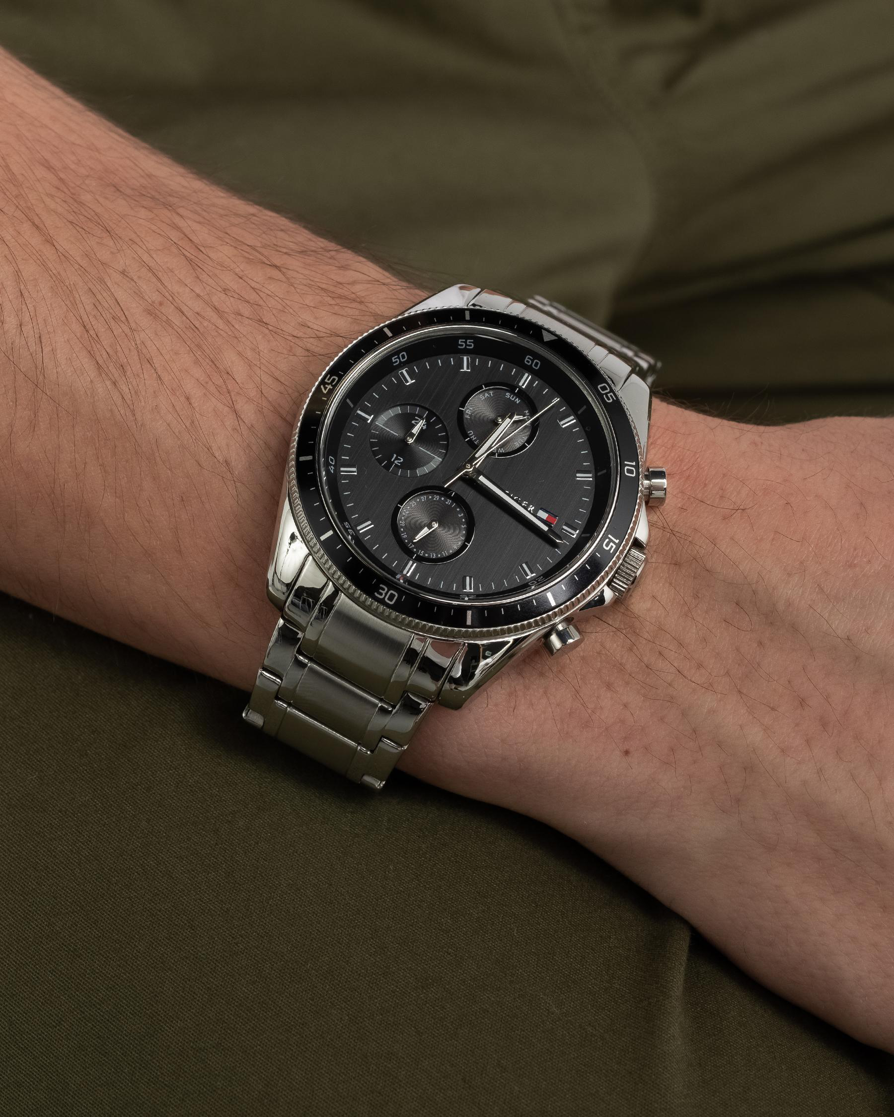 Shop Tommy Hilfiger Parker Watch In Black/ Steel - Fast Shipping & Easy ...