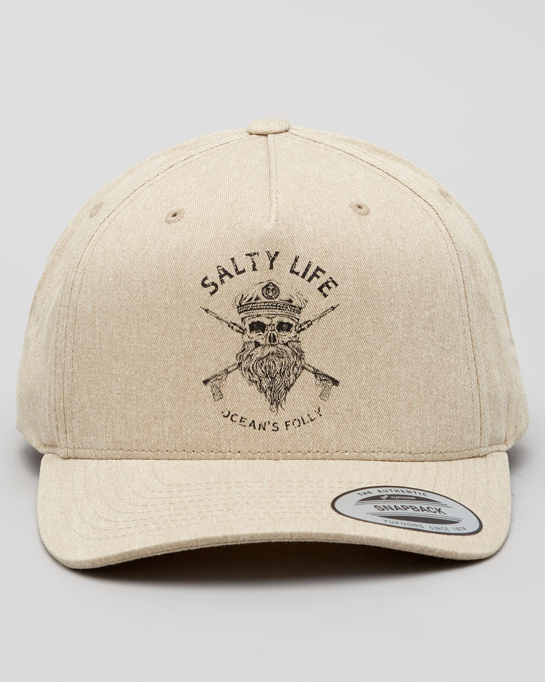 Shop Salty Life Black Beard Snapback Cap In Washed Khaki - Fast ...