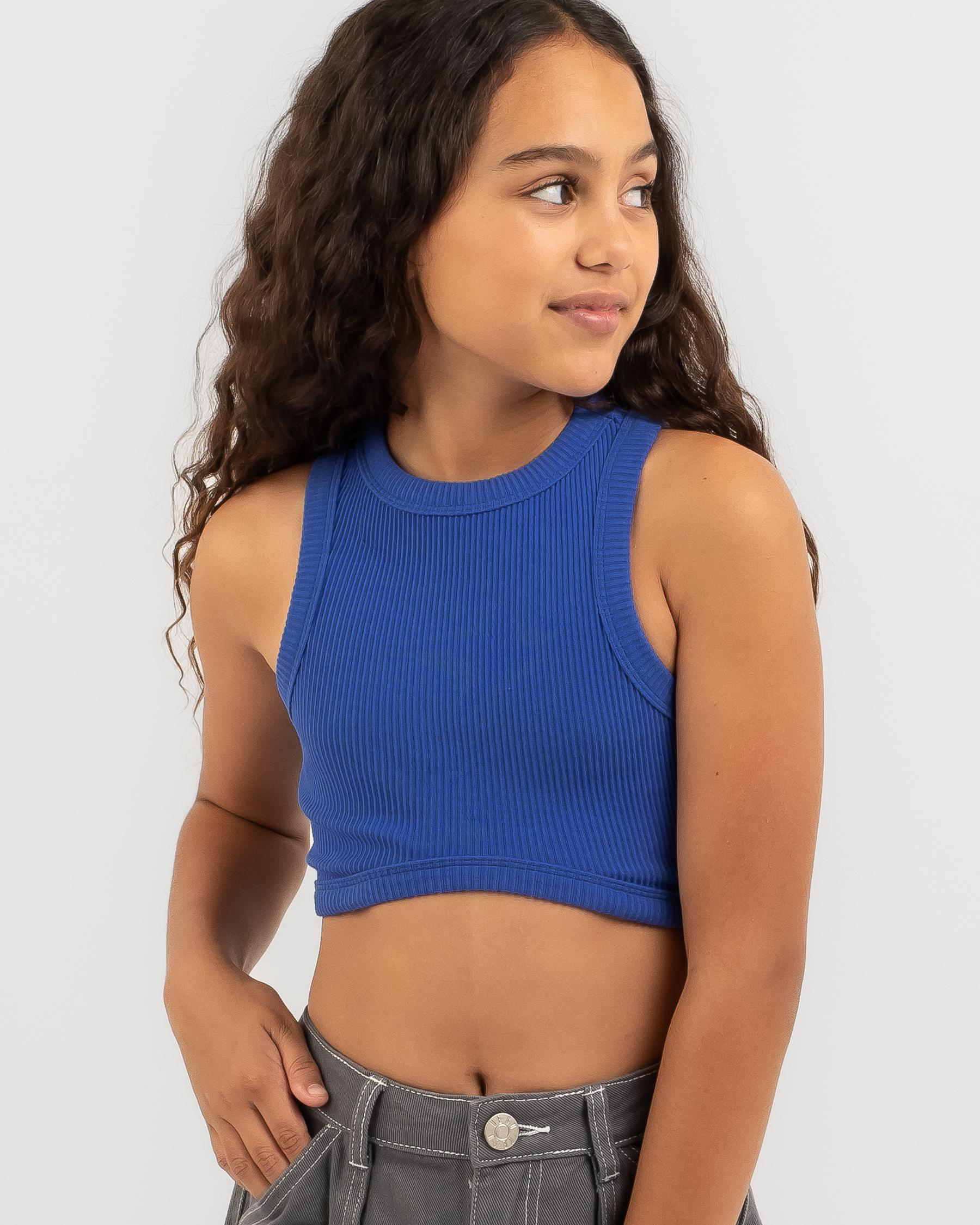 Shop Ava And Ever Girls' Kendra Ultra Crop Top In Blue - Fast Shipping ...