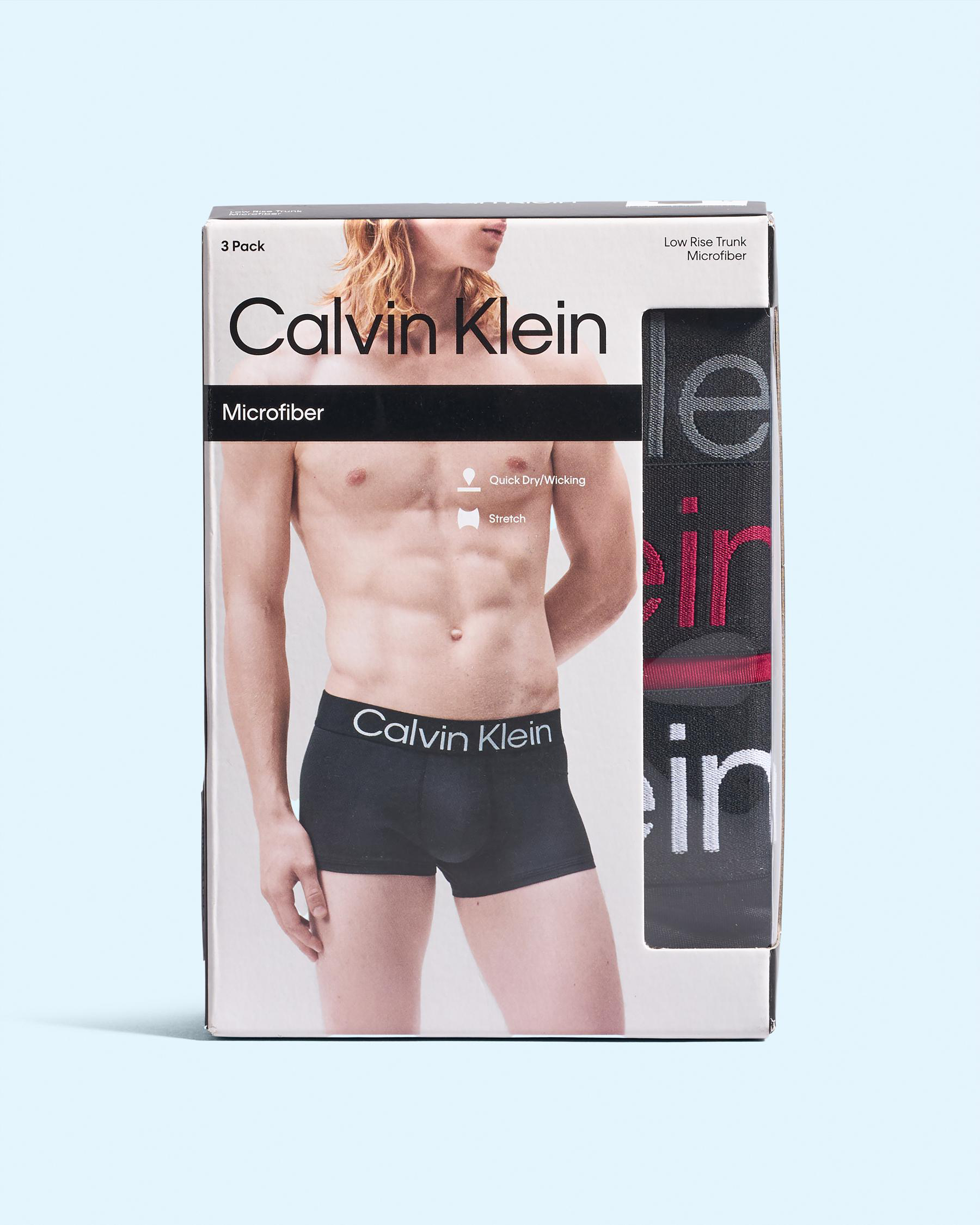 Calvin Klein Bold Logo Low Rise Trunk 3 Pack In Turbulence/beet Red ...