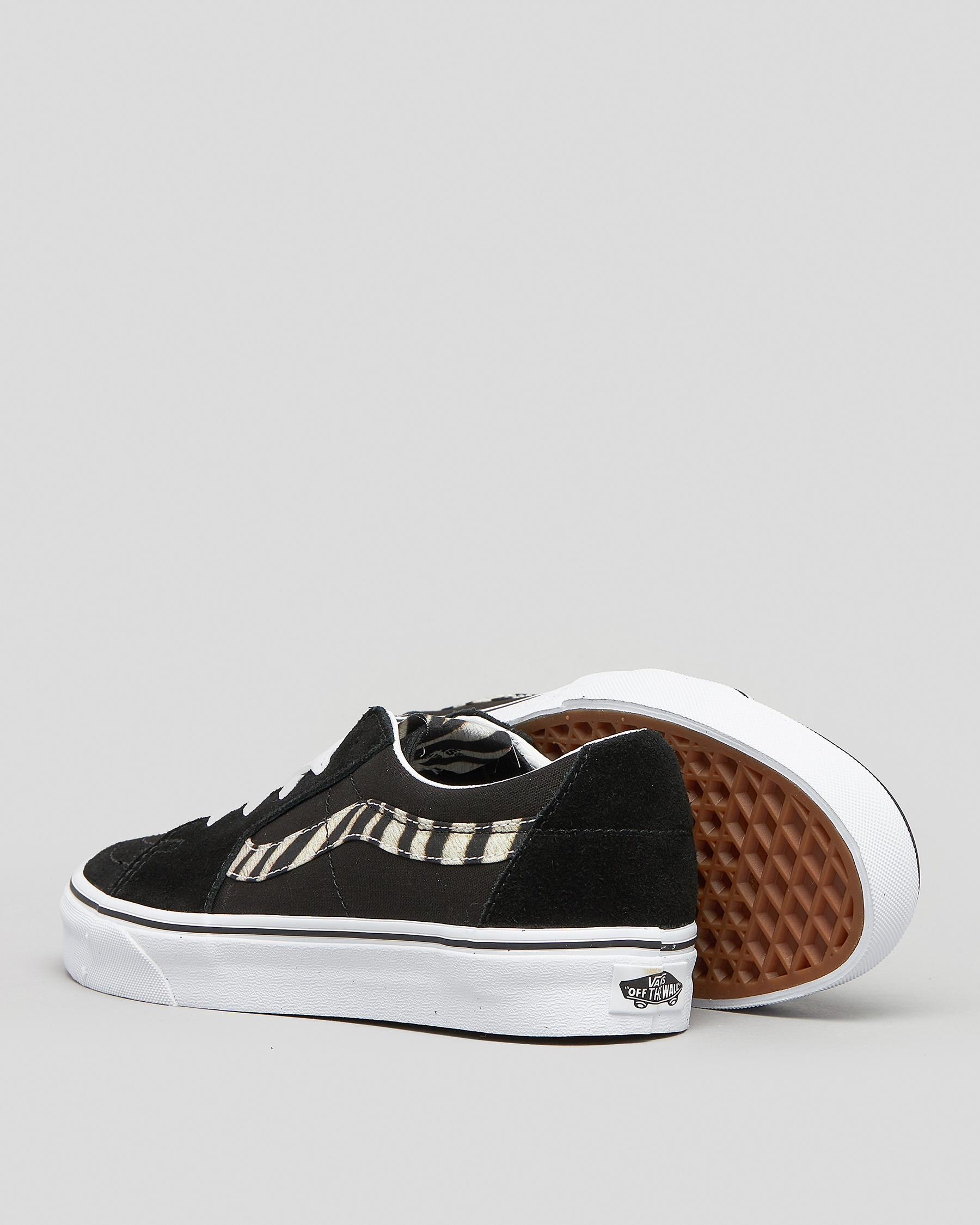 Shop Vans Womens Sk8-Low Shoes In Animal Sidestripe Black Zebra - Fast ...