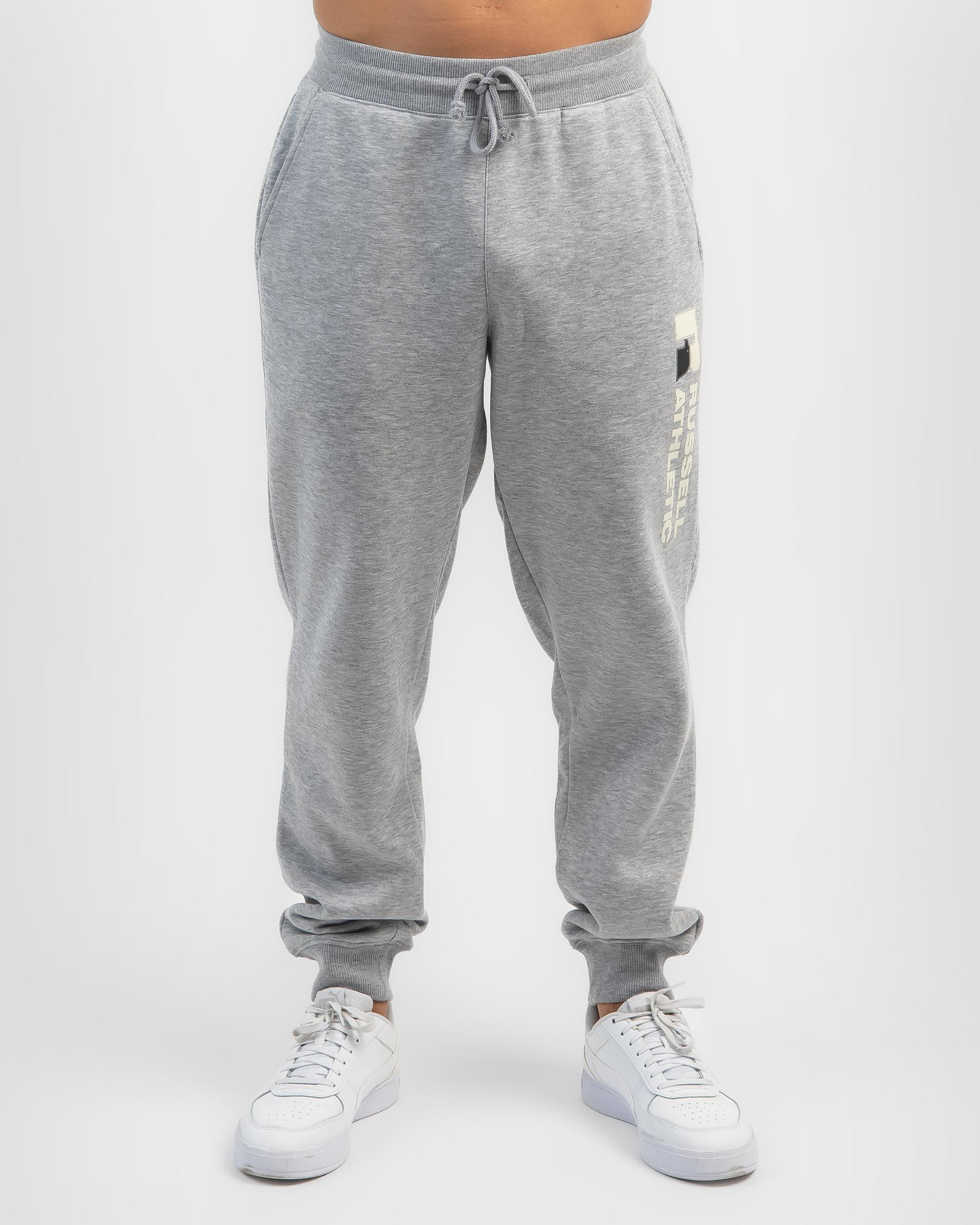 Shop Russell Athletic Originals Bar Logo Cuff Track Pants In Grey Marle ...