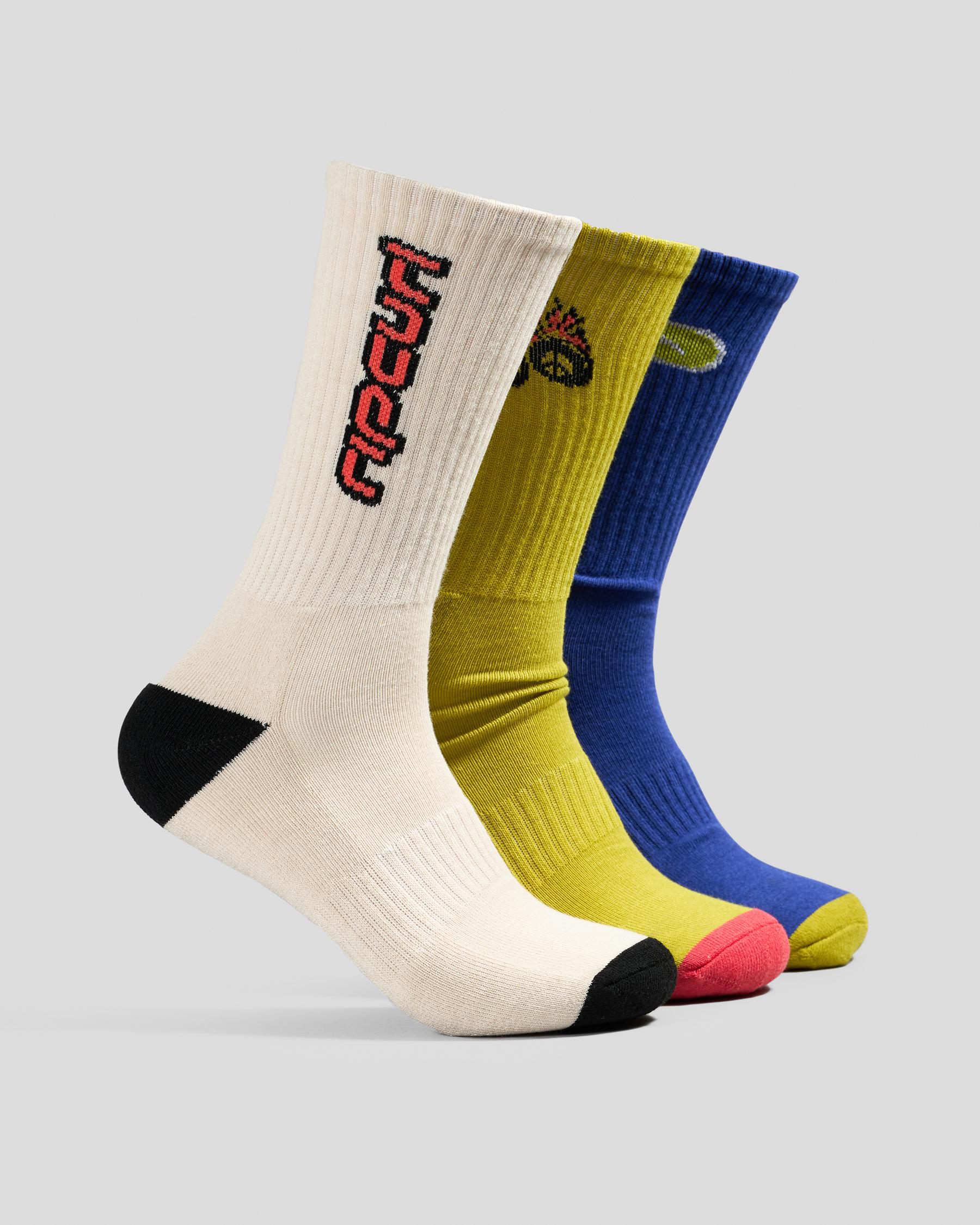 Shop Rip Curl Retro Crew Socks 3 Pack In Vintage White - Fast Shipping & Easy Returns - City ...