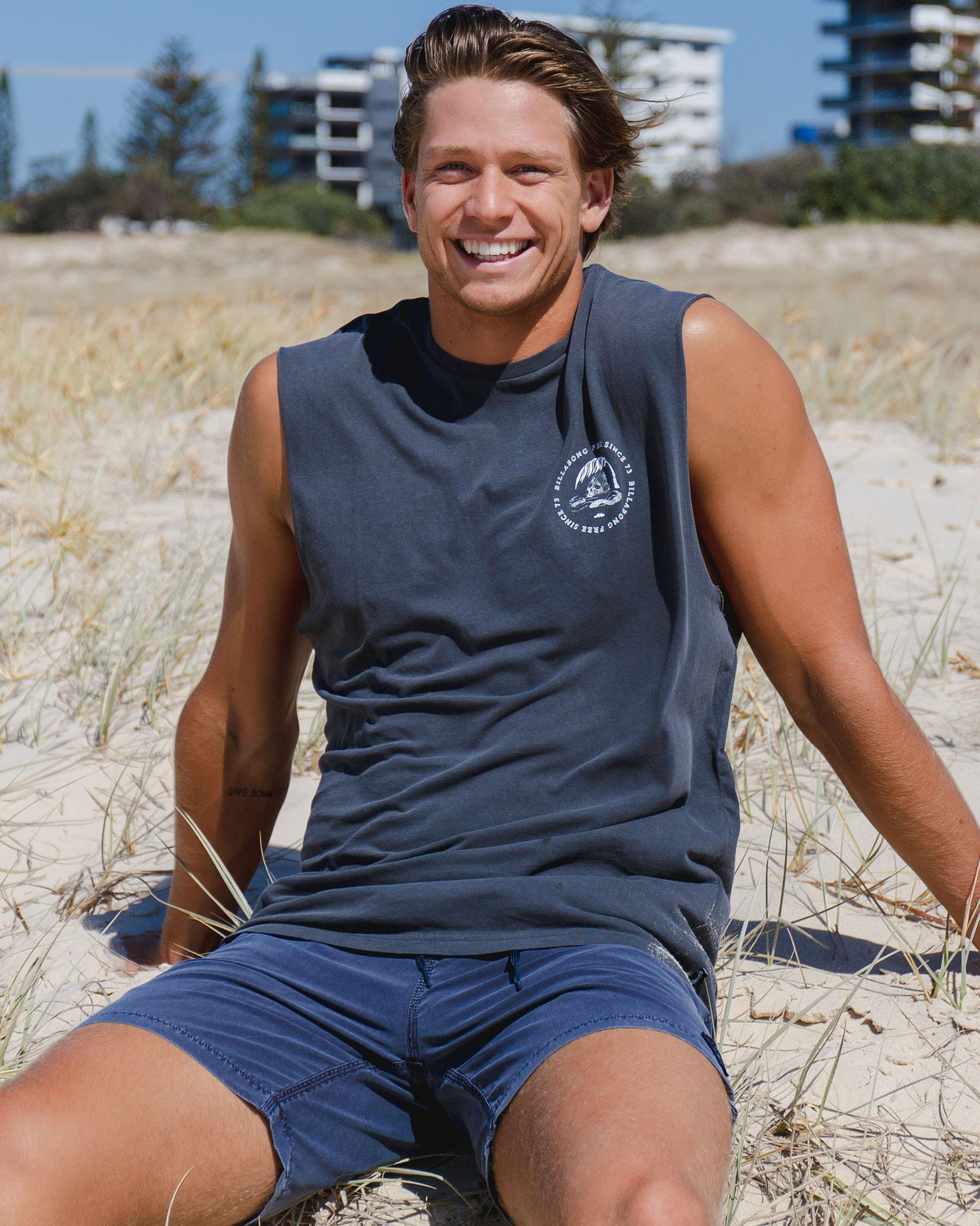 Shop Billabong Sunken City Muscle Tank In Washed Black - Fast Shipping ...