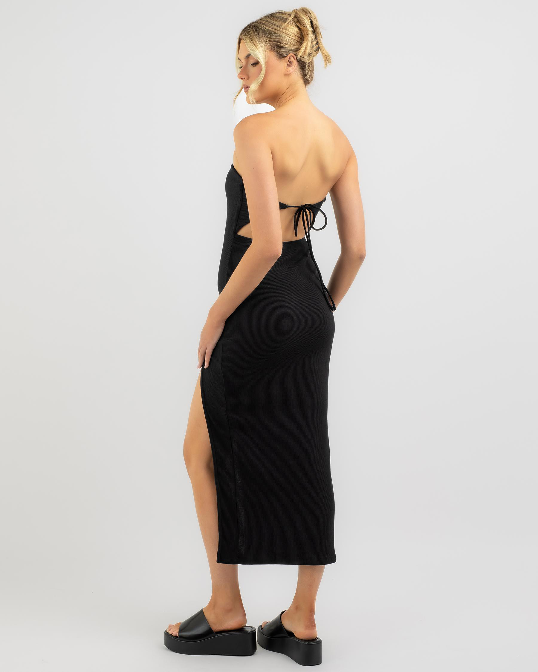 Shop Alive Girl Ari Midi Knit Dress In Black - Fast Shipping & Easy ...