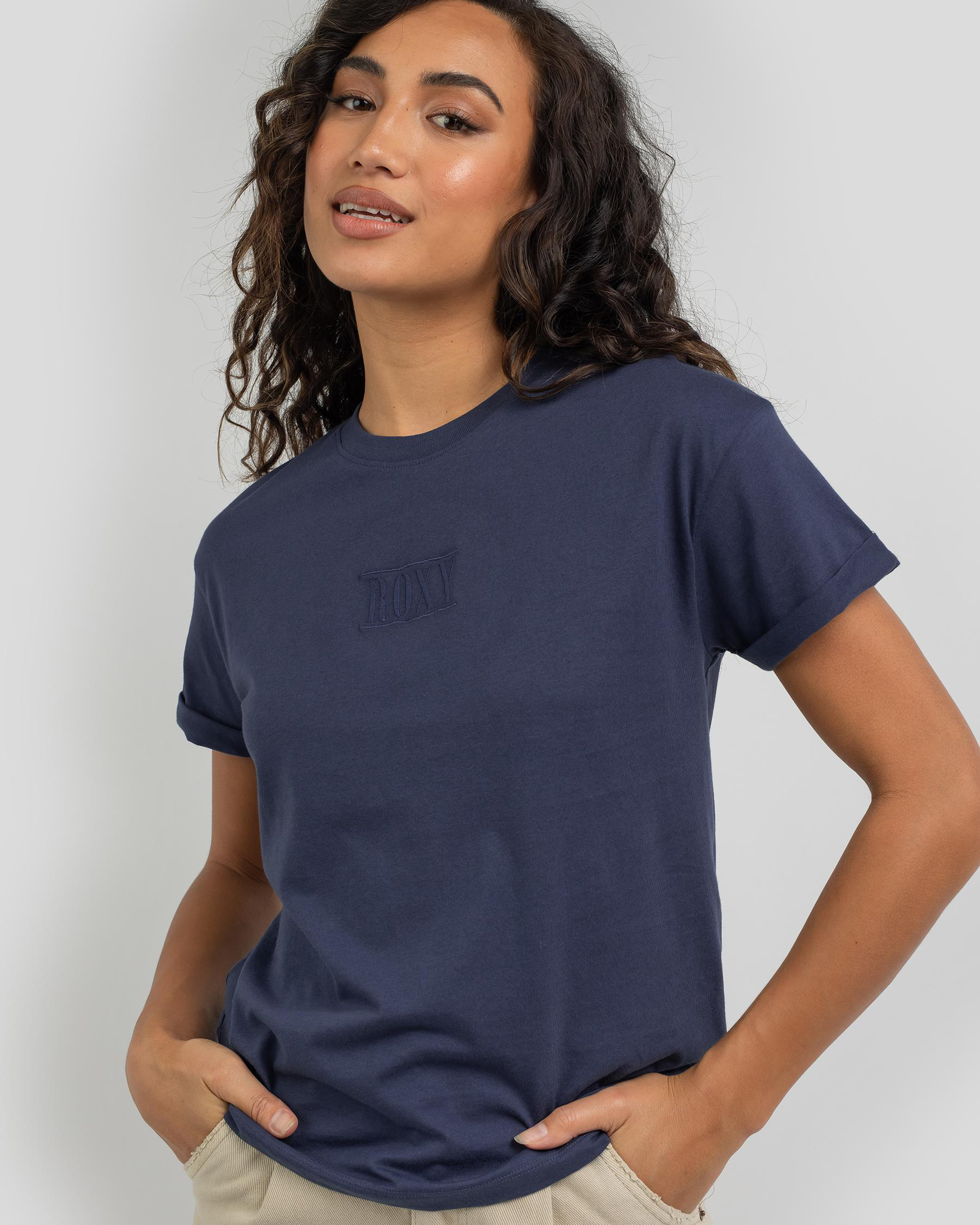 Shop Roxy Surfing In Sunshine T-Shirt In Mood Indigo - Fast Shipping ...