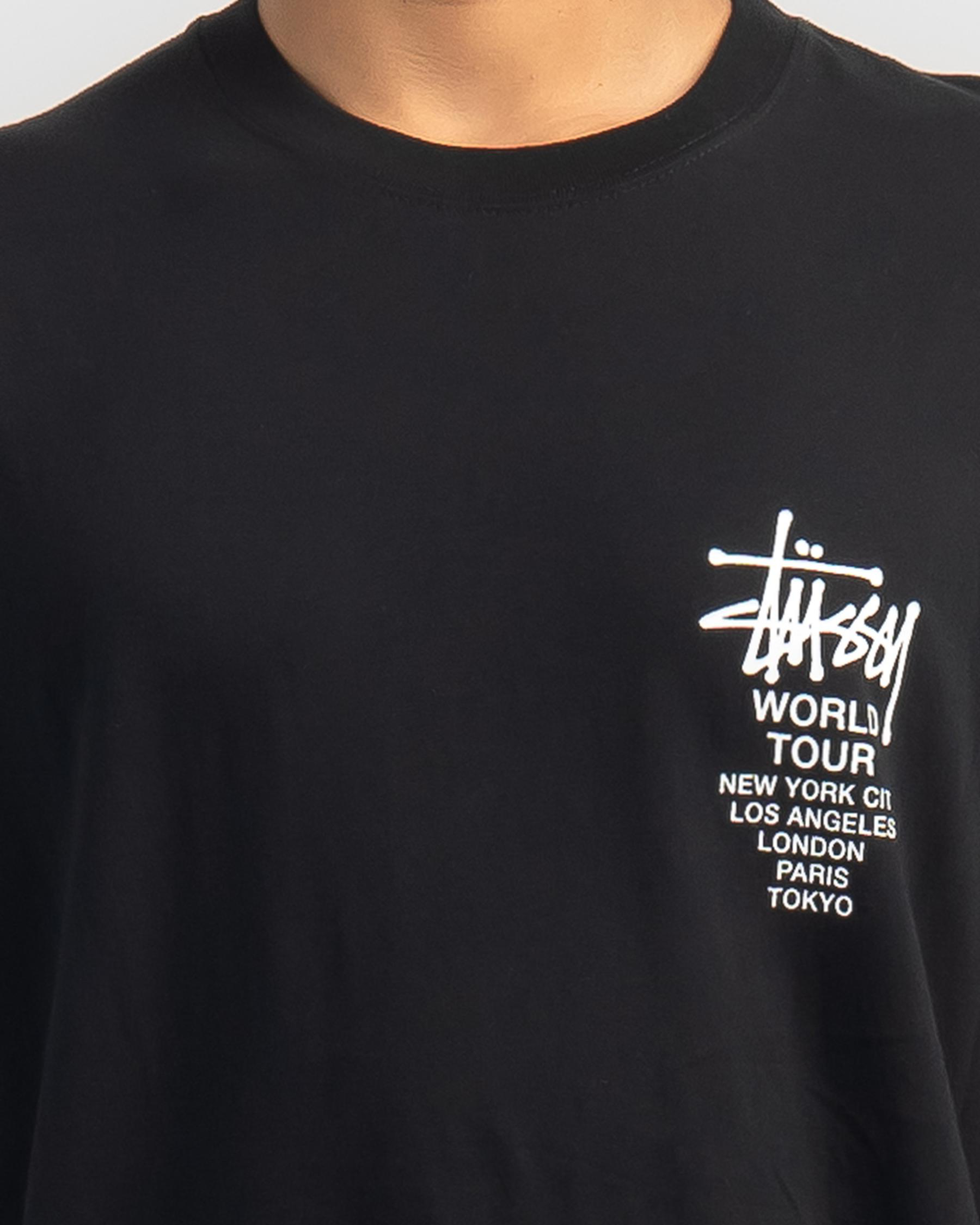 Shop Stussy Solid World Tour T-Shirt In Black - Fast Shipping & Easy ...