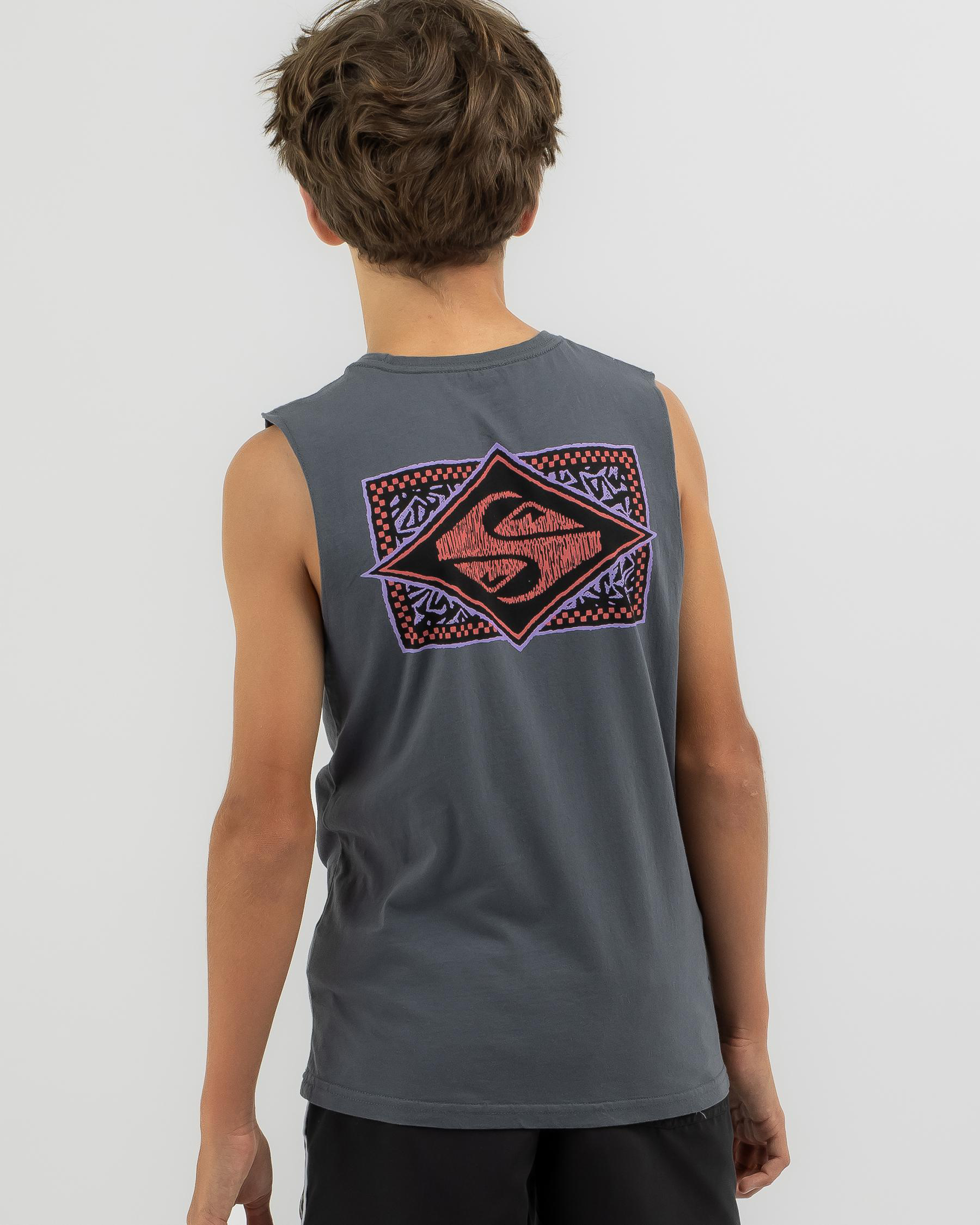 Shop Quiksilver Boys' Flash Muscle Tank In Iron Gate - Fast Shipping ...
